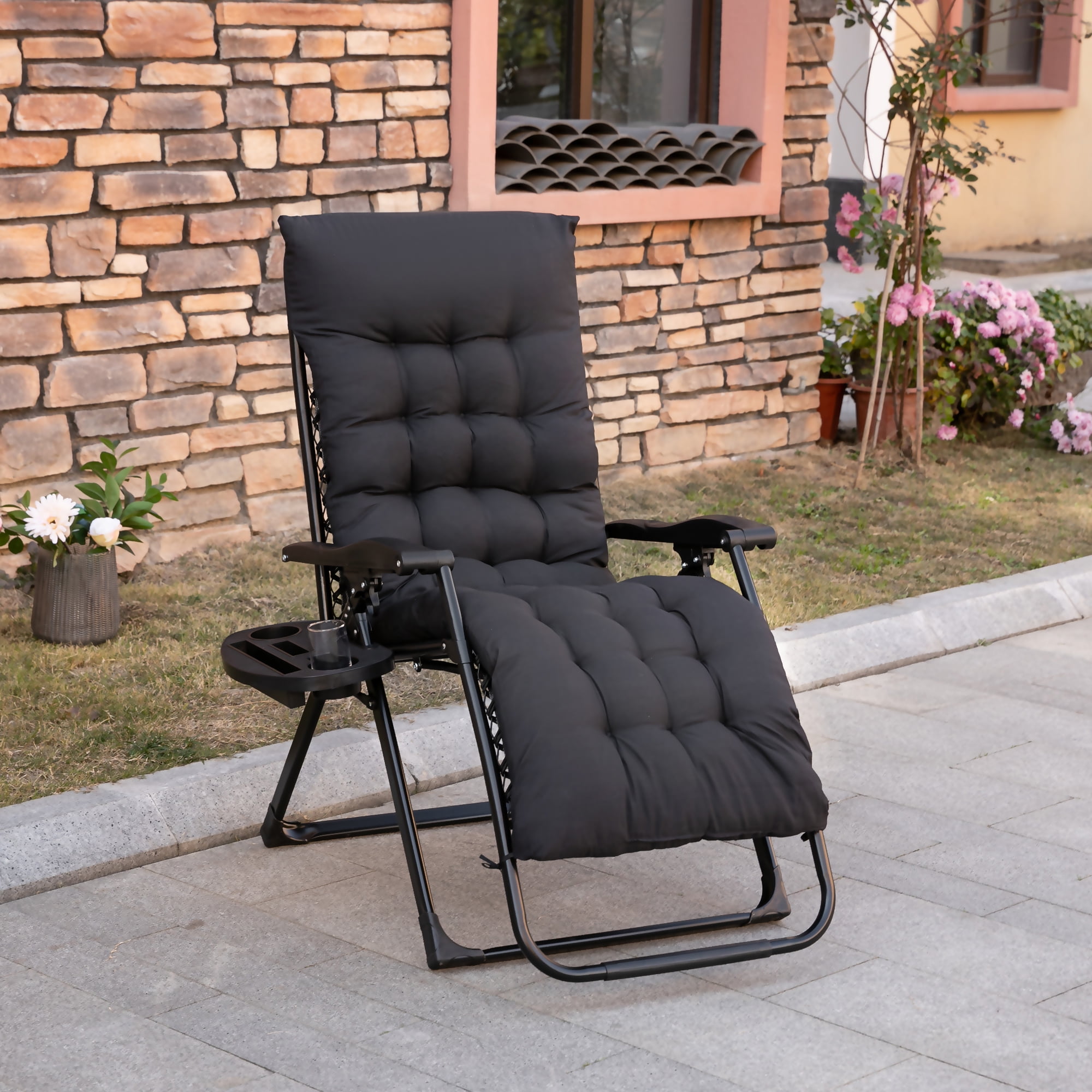 Outsunny Padded Zero Gravity Chair, Folding Recliner Chair, Patio ...