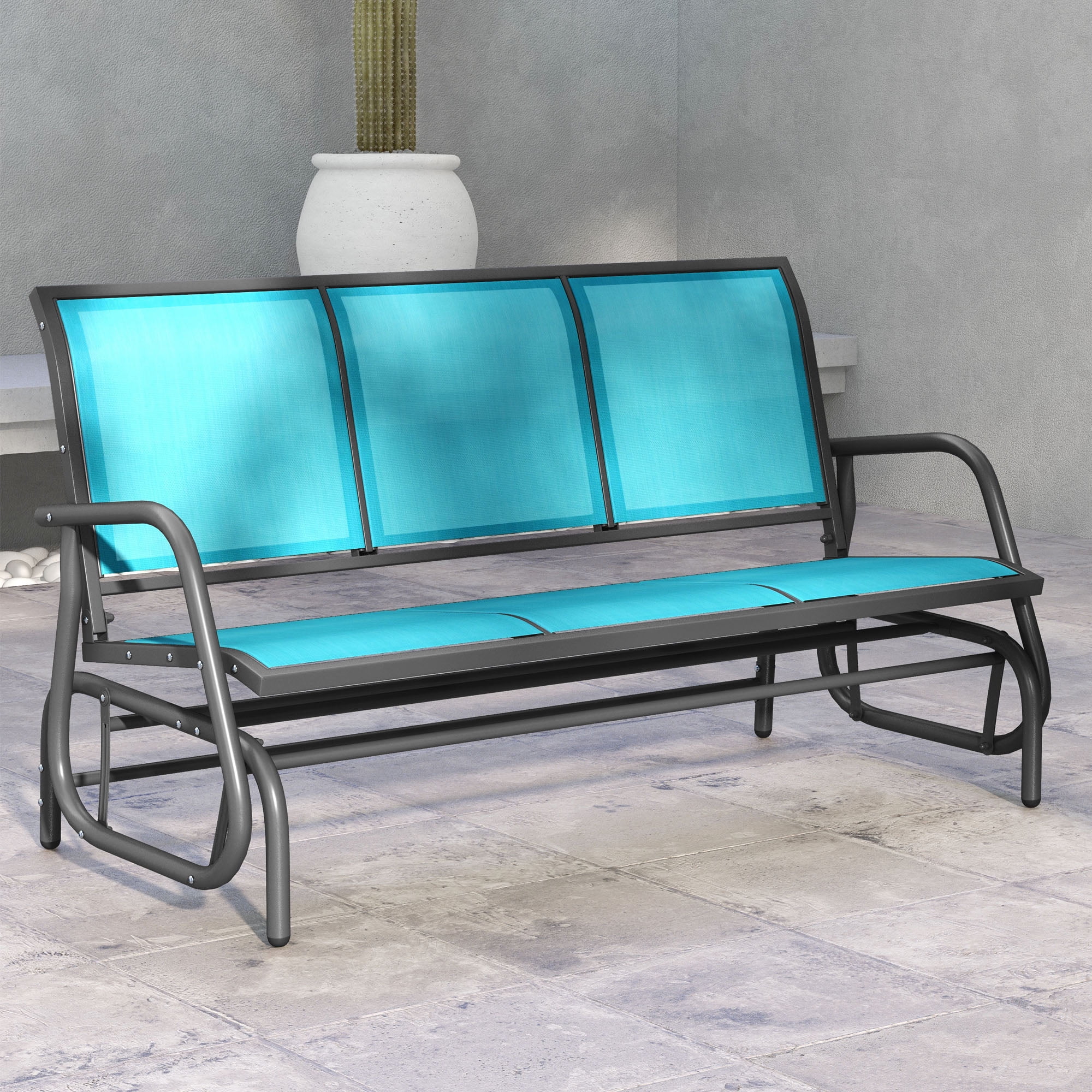 Outsunny Patio 3-Seat Glider Bench Chair Rocker Heavy-Duty Outdoor ...