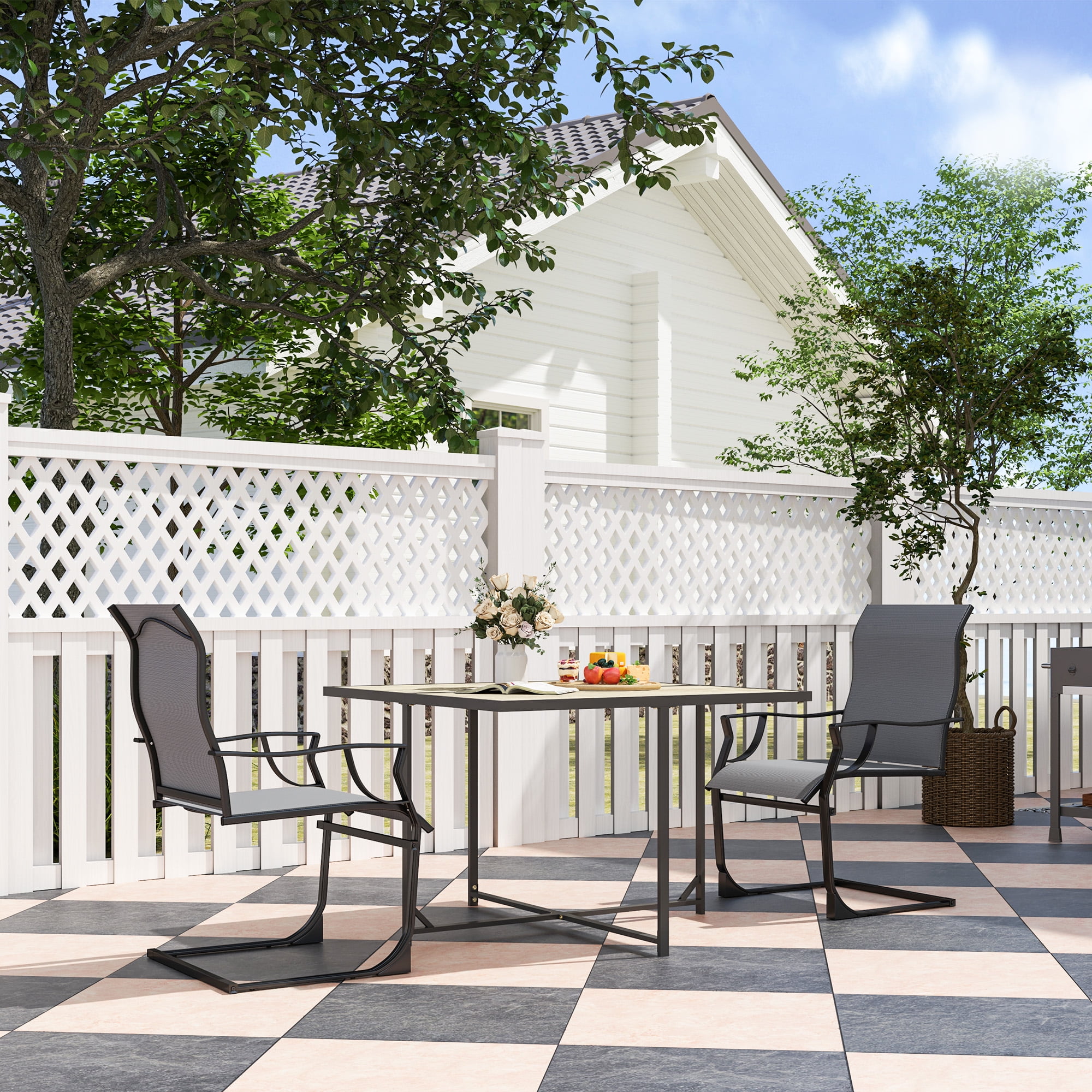 Outsunny Patio Dining Chairs, Outdoor C Spring Dining Chairs Set of 2 ...