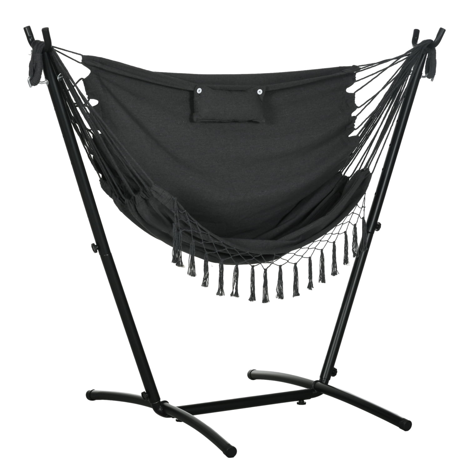 Outsunny Patio Hammock Chair with Stand Outdoor Hammock Swing Hanging ...