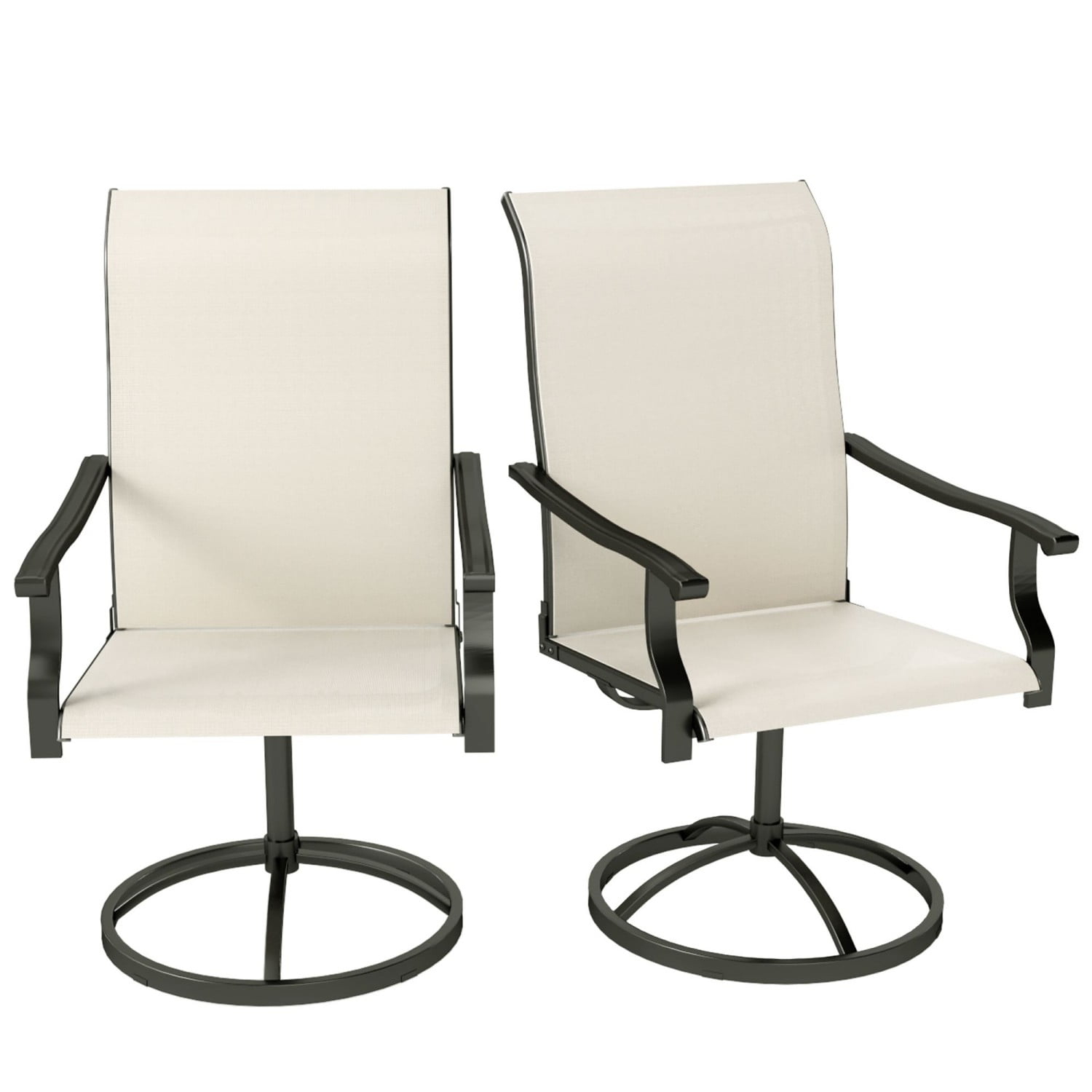 Outsunny Patio Swivel Chairs Set of 2 High Back Patio Dining Chairs ...