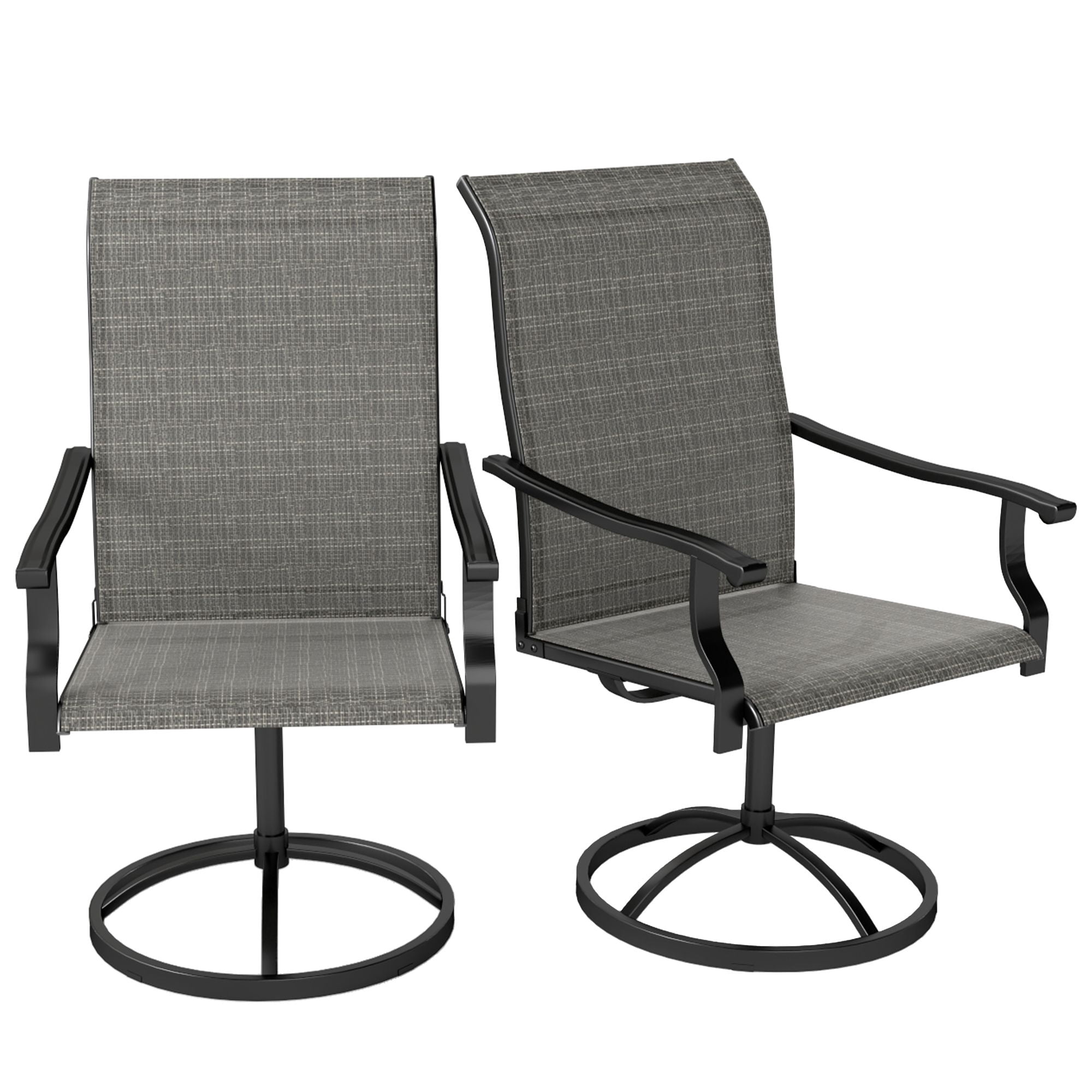 Outsunny Patio Swivel Chairs Set of 2, High Back Patio Dining Chairs ...