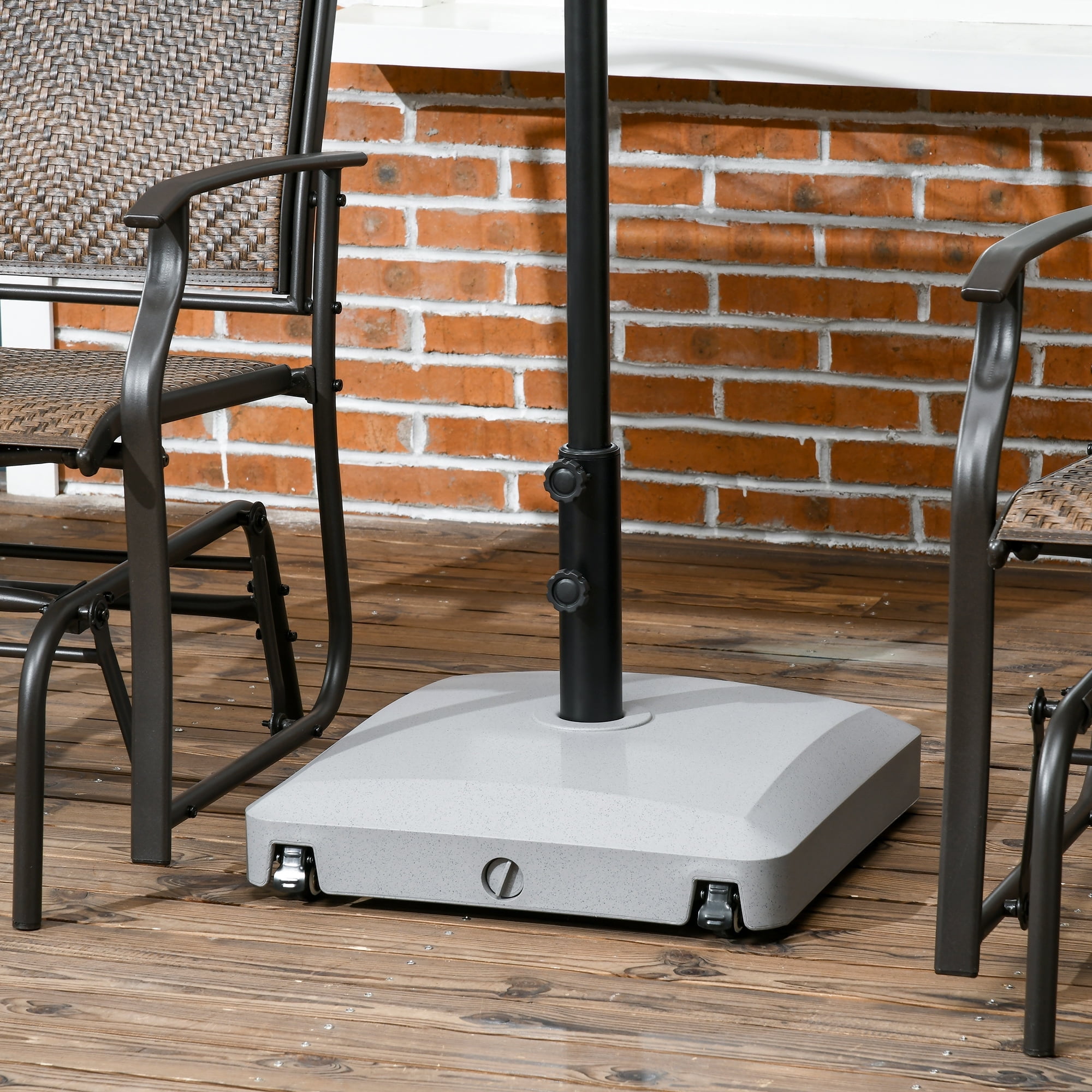 Outsunny Movable Umbrella Base, Wheeled, Fillable with Water or Sand ...