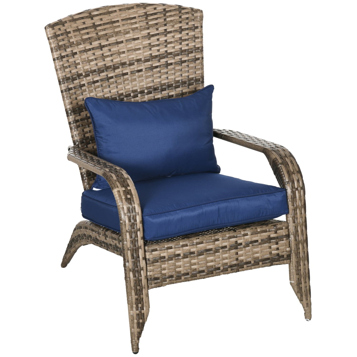 Outsunny Patio Wicker Adirondack Chair Outdoor All-Weather Rattan Fire ...