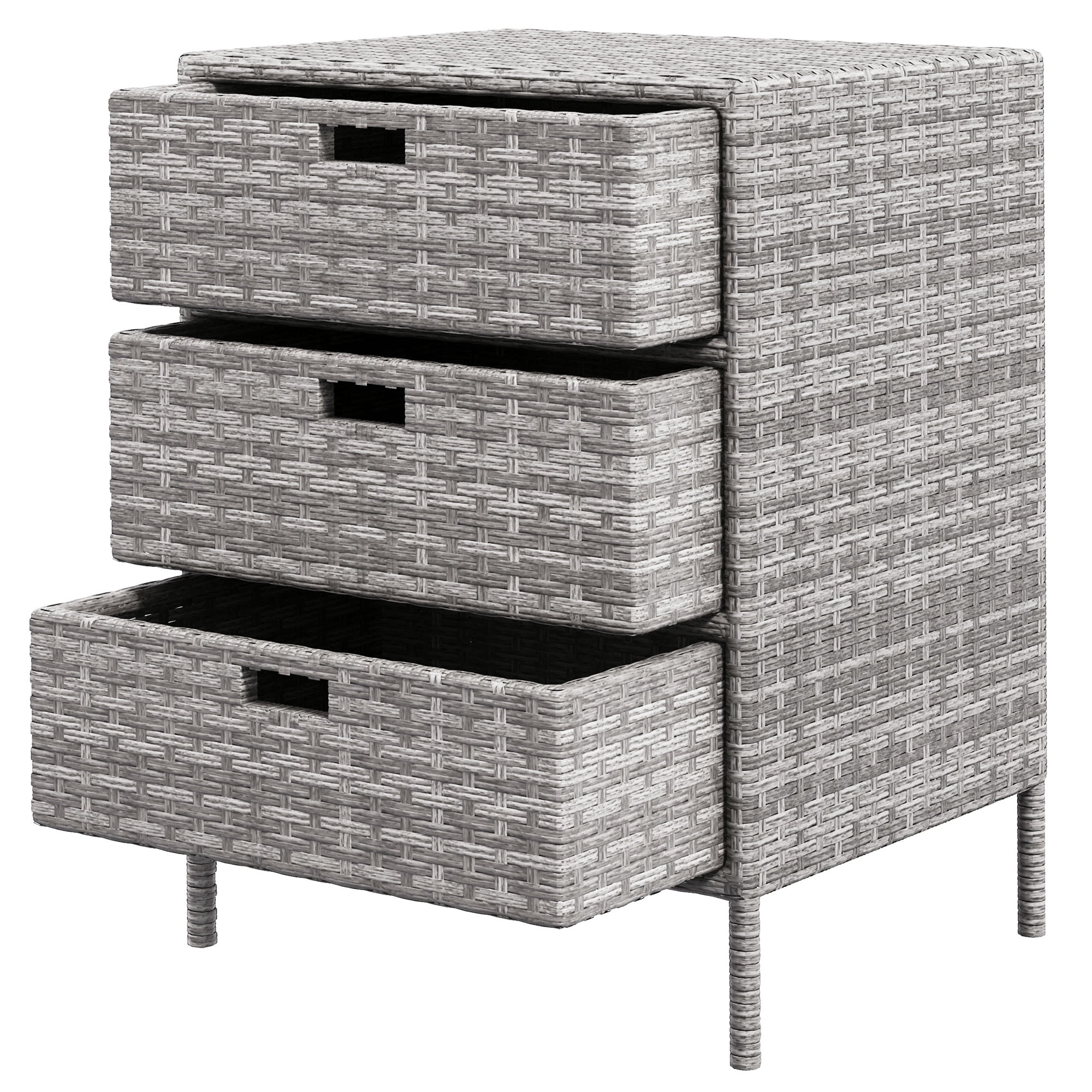 Outsunny Patio Wicker Pool Cabinet, Rattan Storage Cabinet Organizer ...