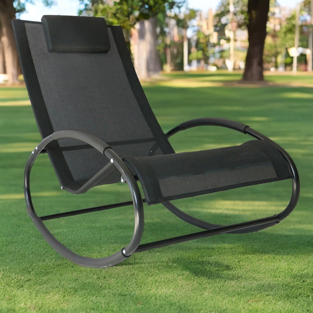 Outsunny Pool Lounger Outdoor Rocking Lounge Chair for Sunbathing Pool ...