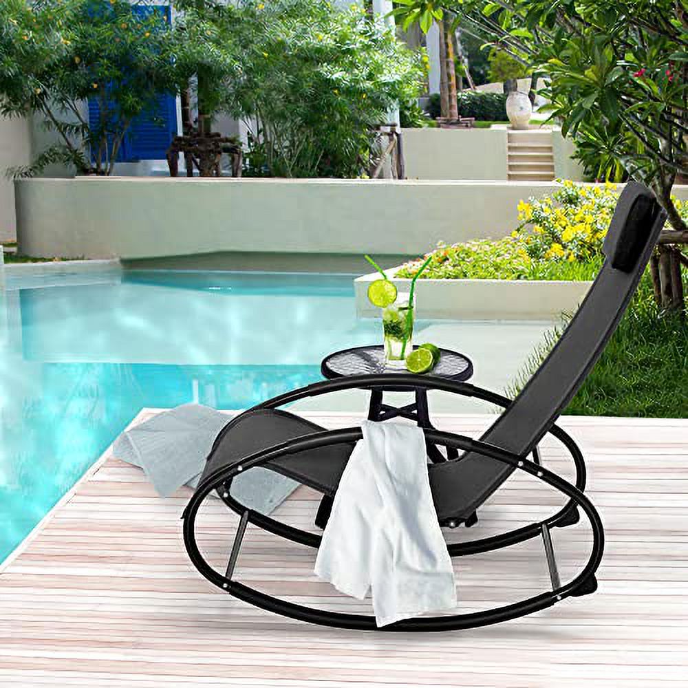 Outsunny Pool Lounger, Outdoor Rocking Lounge Chair for Sunbathing ...