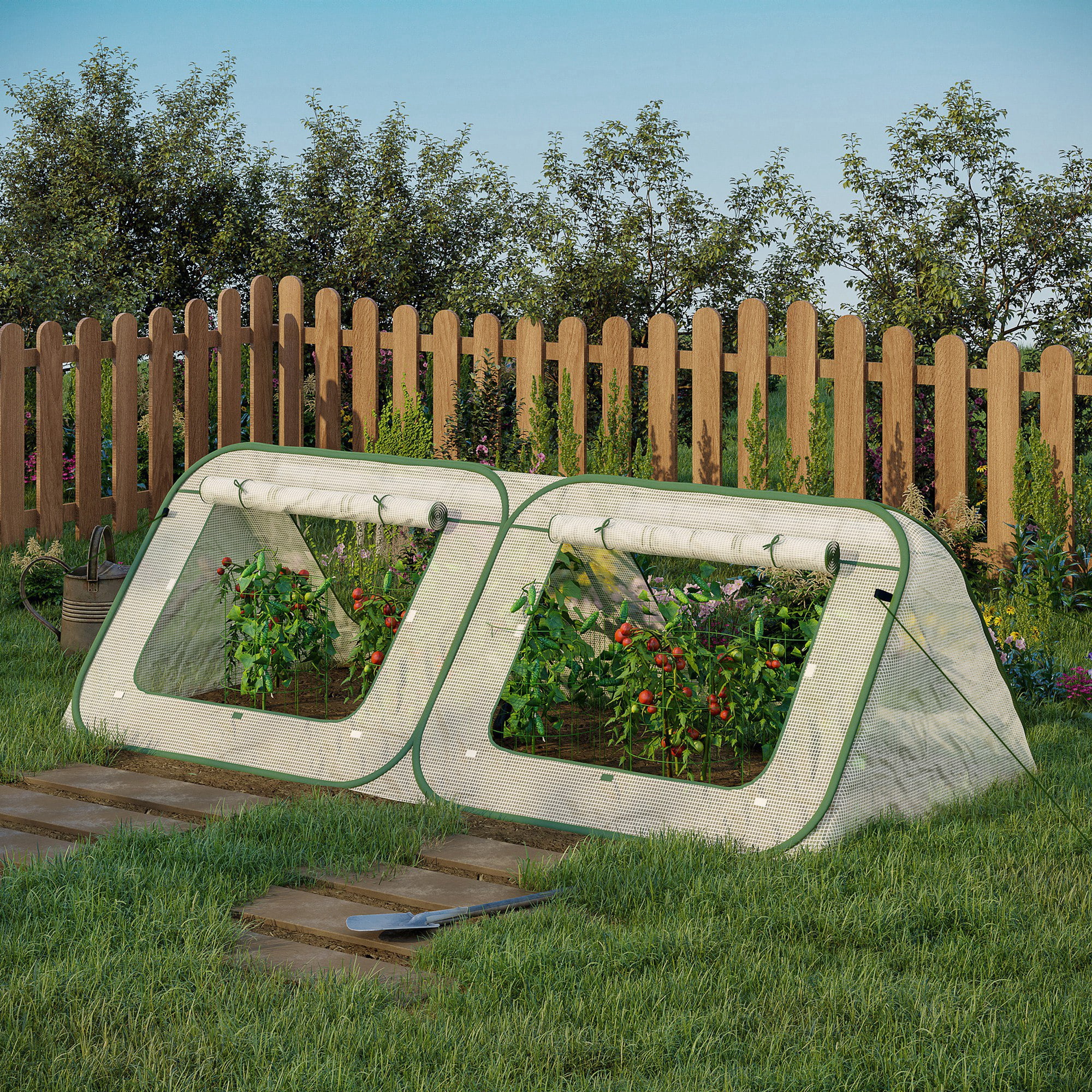 Outsunny Pop Up Portable Outdoor Mini Greenhouse, Roll Up Doors, Zipper ...