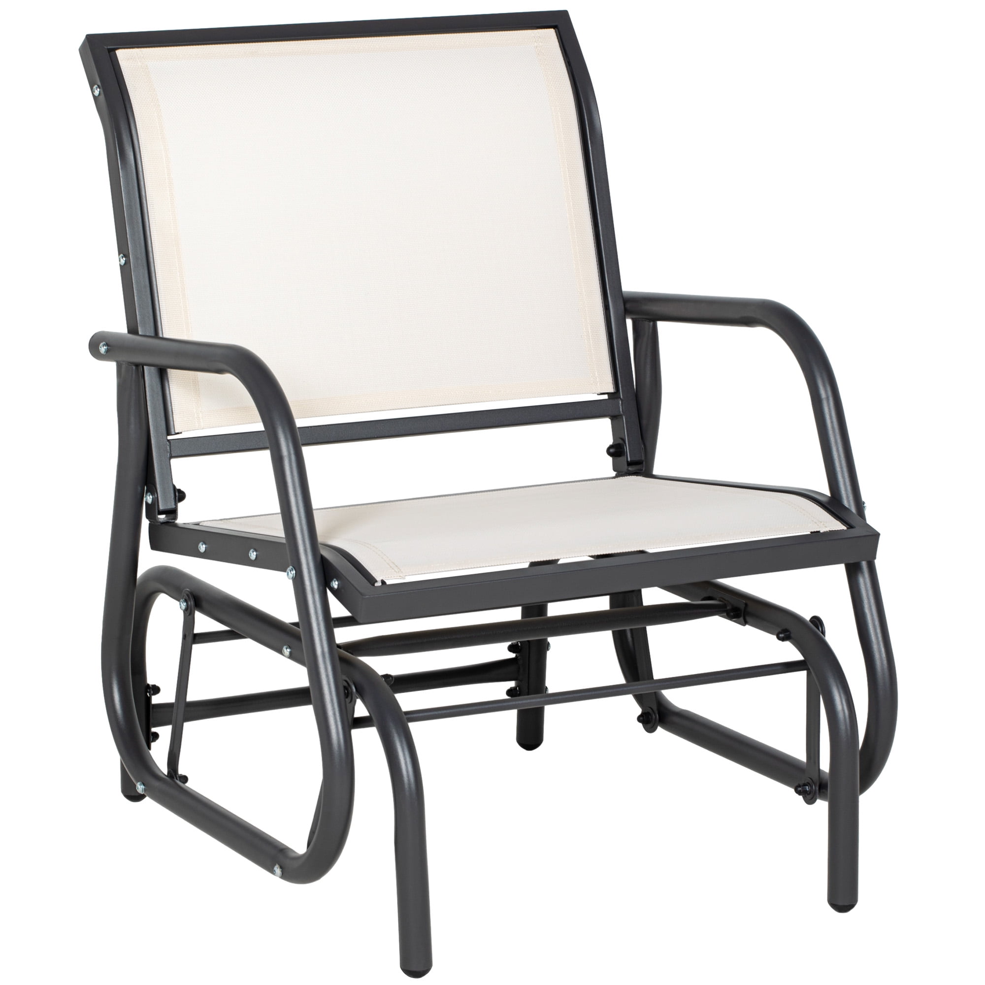 Outsunny Porch Glider, Metal Frame Swing Glider Chair with Breathable ...