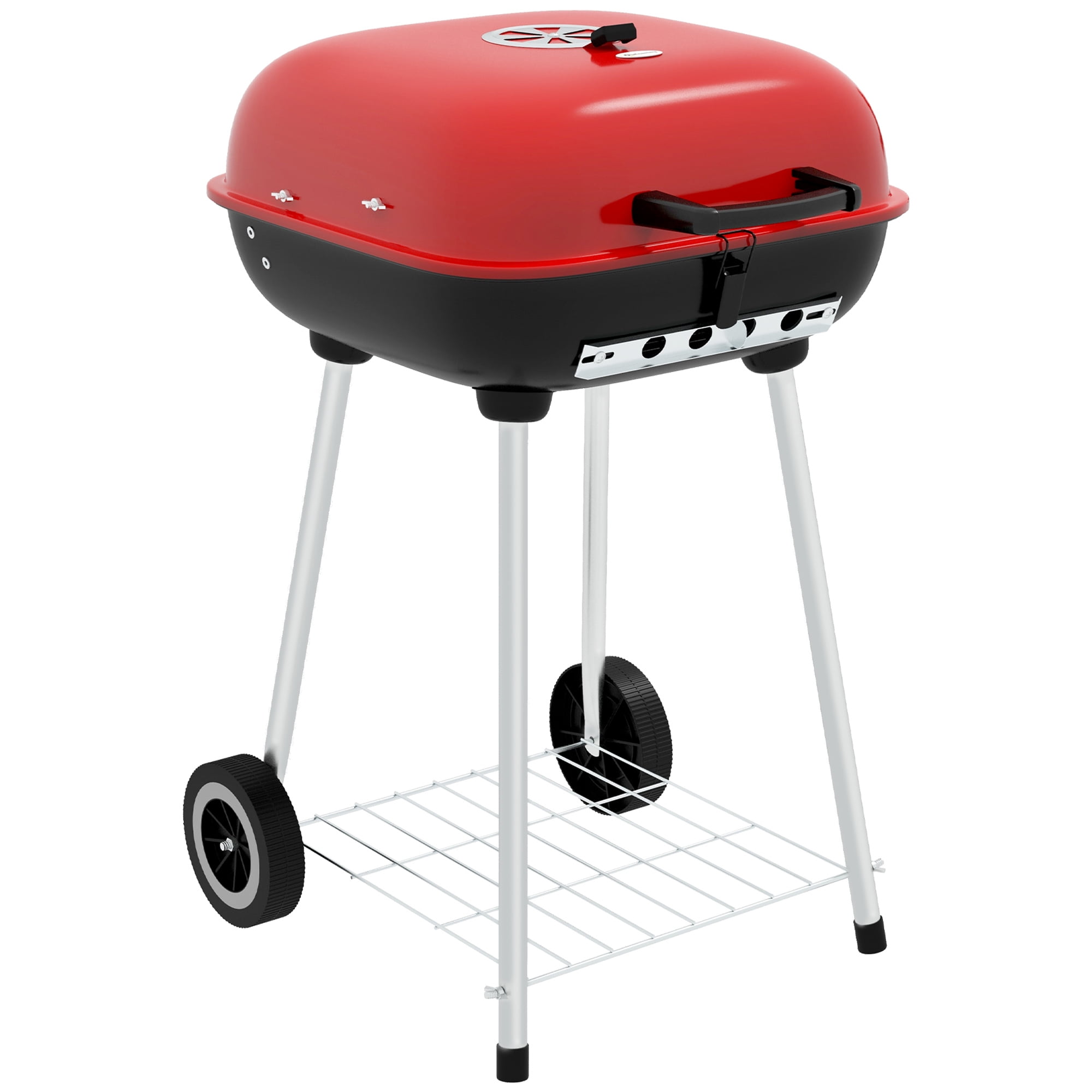 Outsunny Portable Charcoal Grill with Bottom Shelf,Bbq Smoker with ...