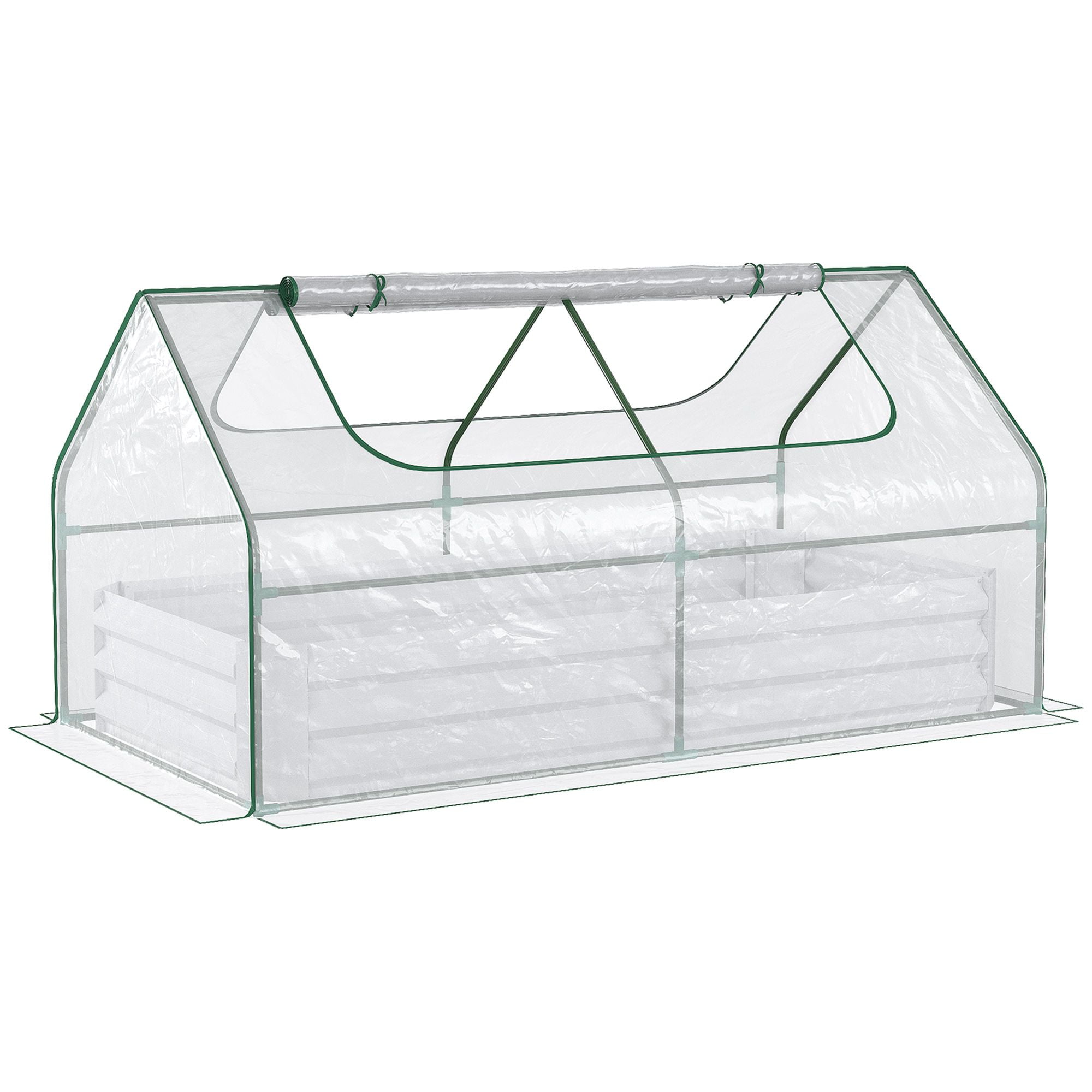 Outsunny Raised Garden Bed 6x3 ft with Greenhouse Cover & Roll-Up ...