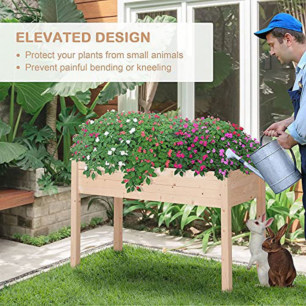 Outsunny Raised Garden Bed with Legs, 48" x 22" x 30", Elevated Wooden ...