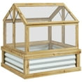 Outsunny Raised Garden Bed With Polycarbonate Greenhouse Garden Wooden