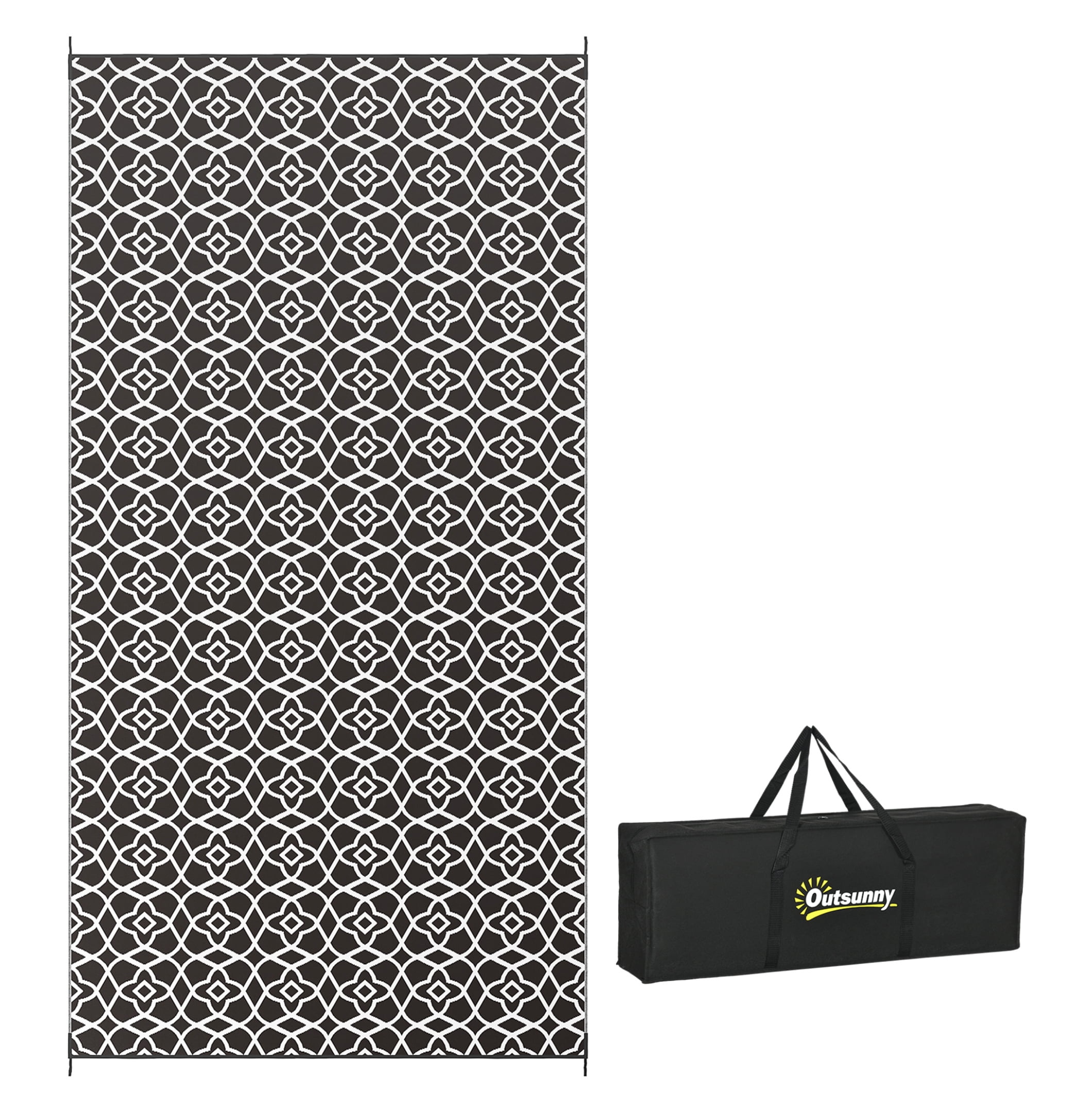 Outsunny Reversible Outdoor Rug, 9' x 18' Waterproof Plastic Straw ...