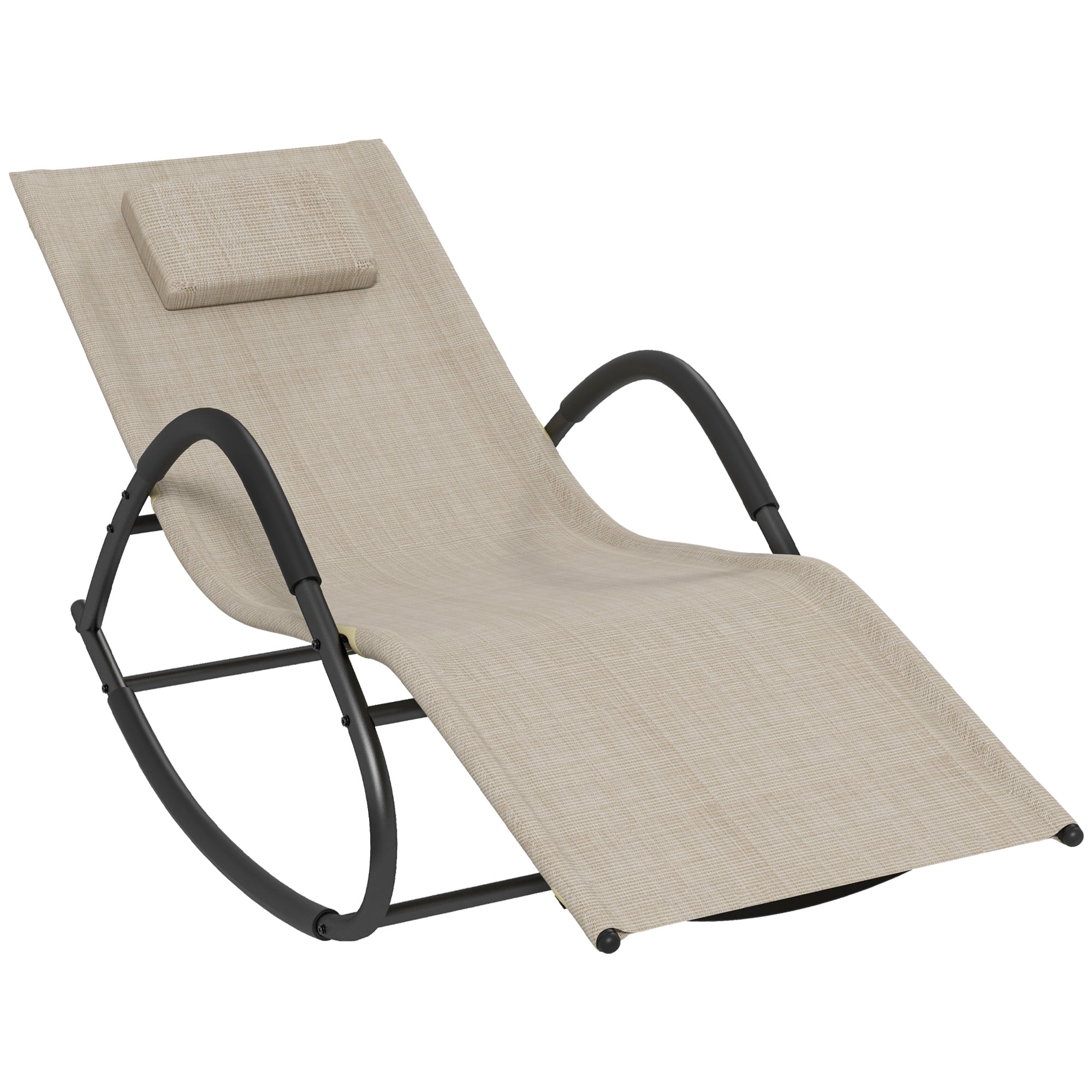 Outsunny Rocking Chair for Sunbathing, Lawn, Garden or Pool, Light ...