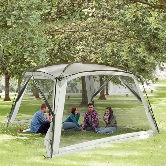 Outsunny Portable Outdoor Camping Screen Tent, 12' x 12' Screen House ...