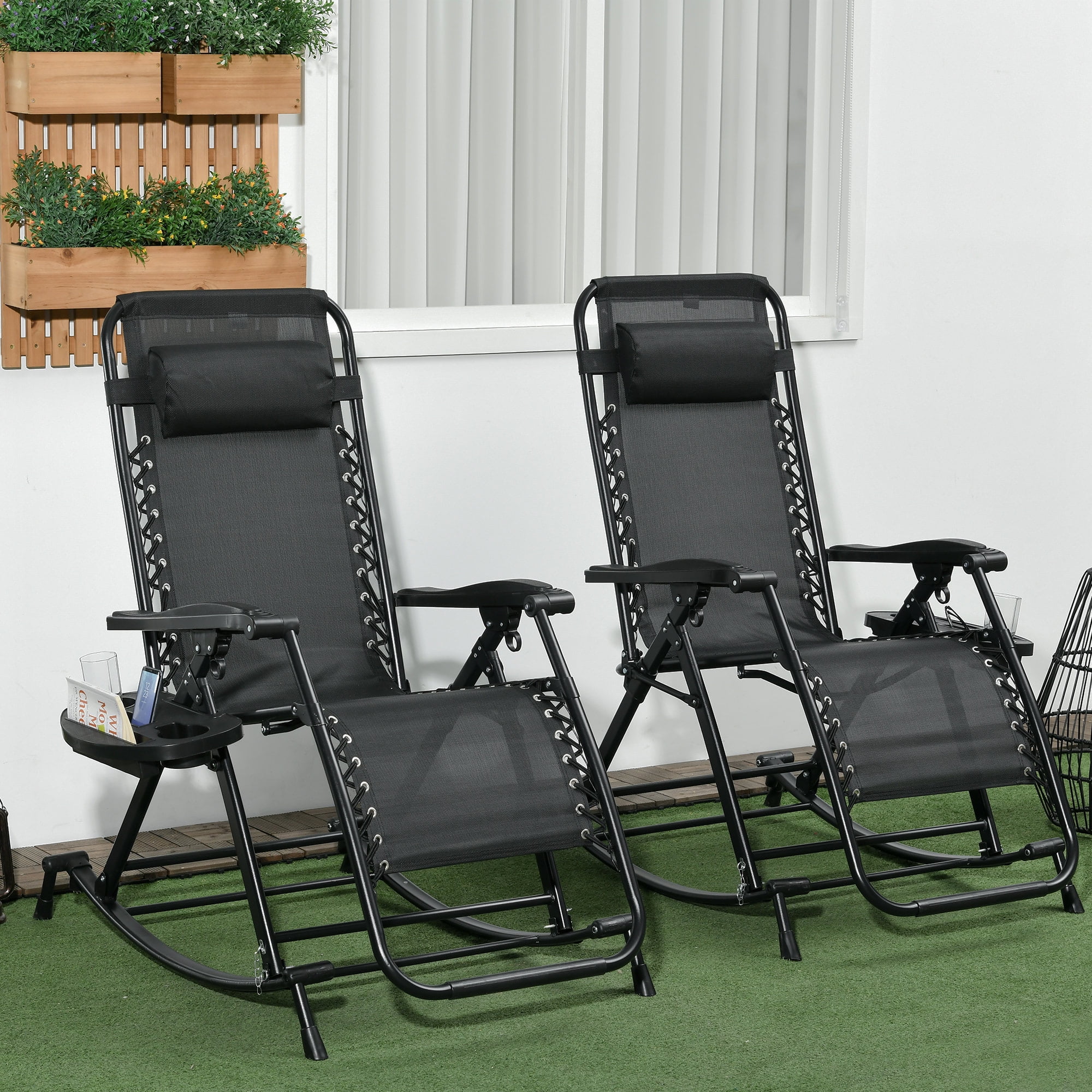 Outsunny Reclining Garden Outdoor Patio Porch Deck Rocking Zero Gravity ...