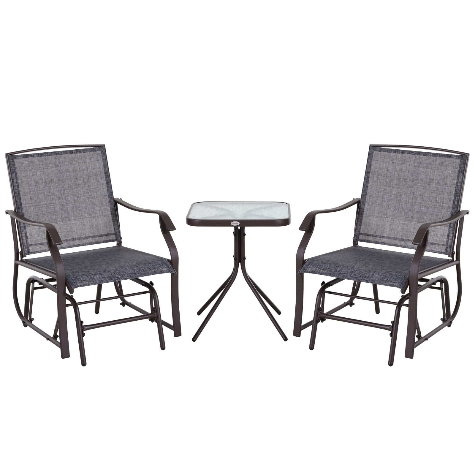 Outsunny Set of 3 Rocking Glider Chair w/ Table Mesh Patio Outdoor ...
