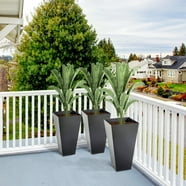 Outsunny Outdoor Planters Set of 3 with Drainage Holes, Flower Pots ...