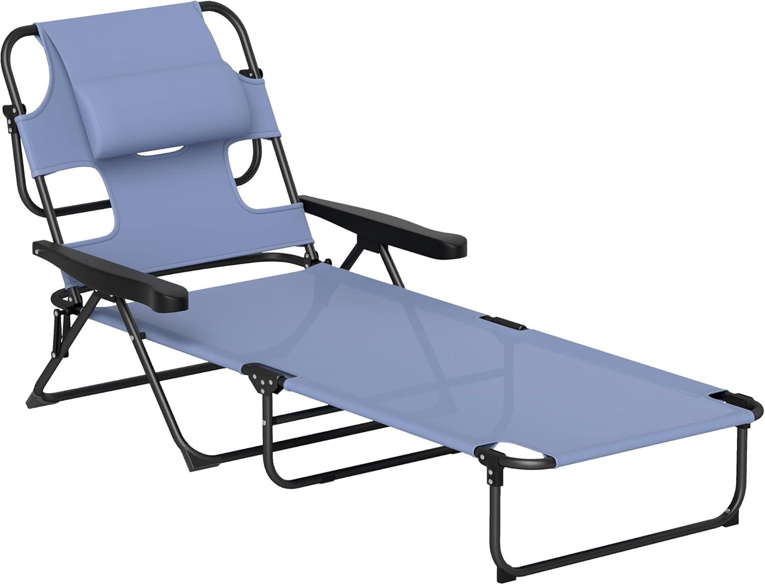 Outsunny Tanning Chaise Lounge Chair, 4-Position Beach Chair with Face ...