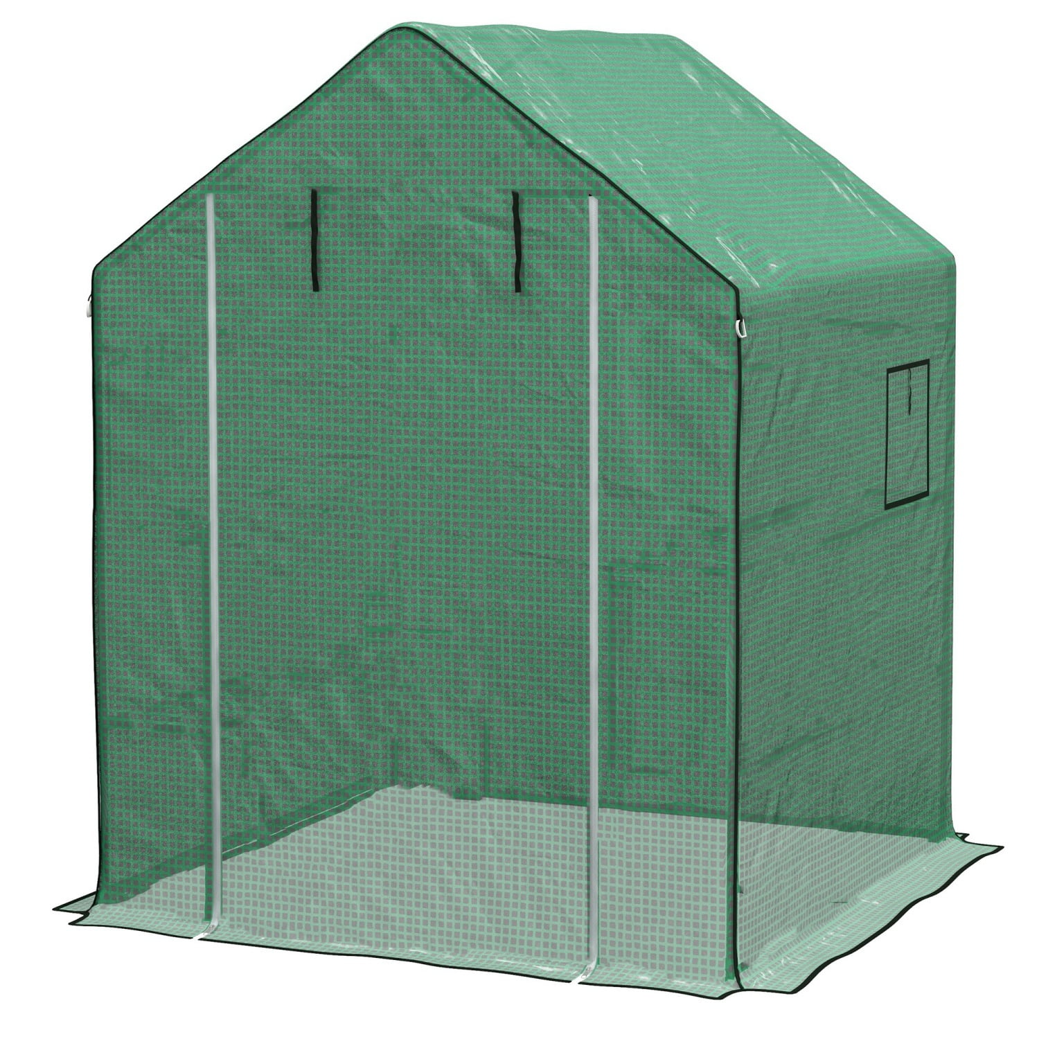 Outsunny Walk-in Greenhouse Cover - Reinforced PE Roll-up Door Mesh ...