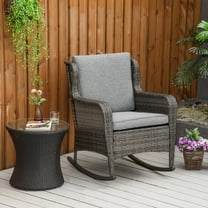 ECOPATIO Outdoor Rockers Set, Wicker Patio Furniture with Cushions for ...