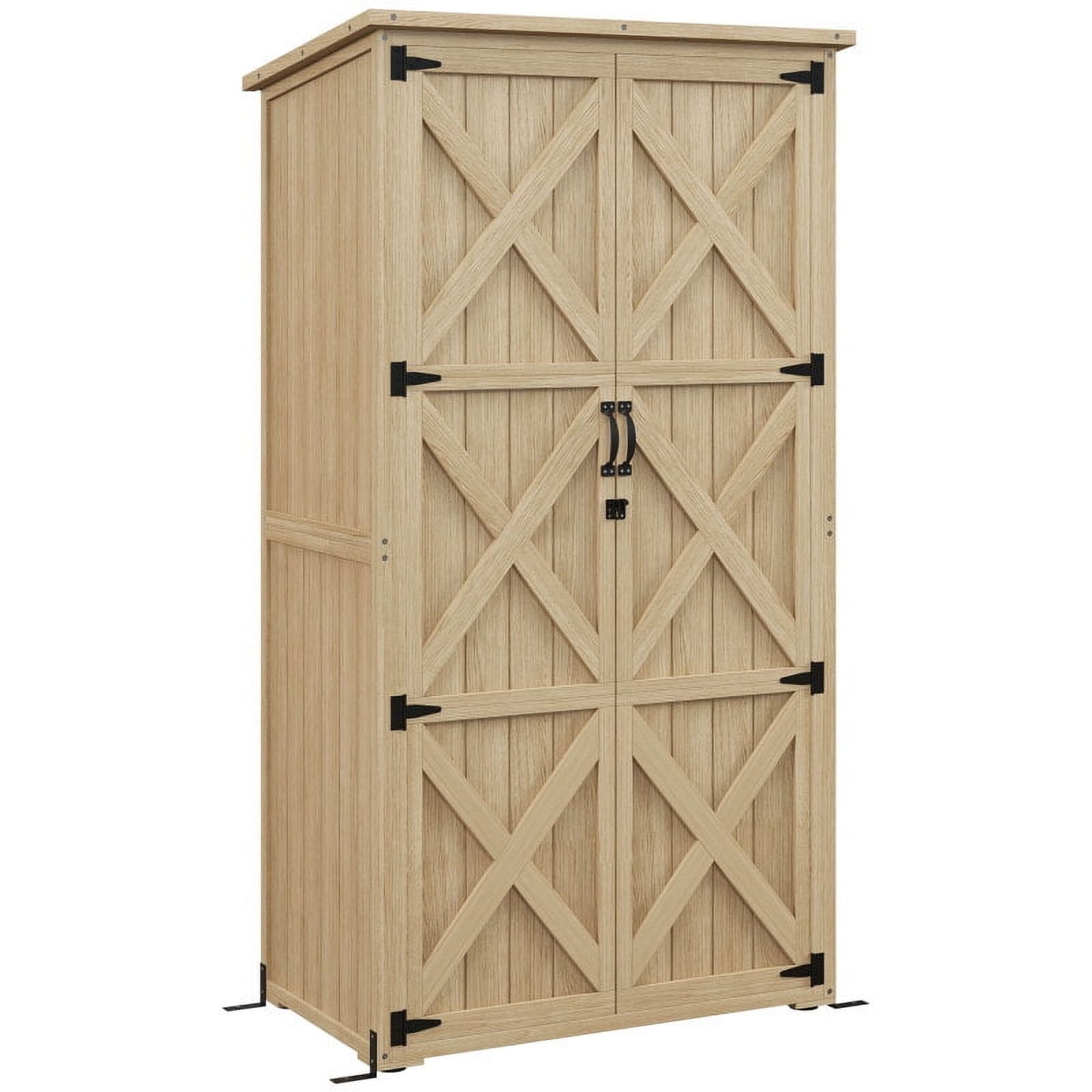Outsunny Wooden Garden Shed, Outdoor Storage Cabinet with Waterproof ...