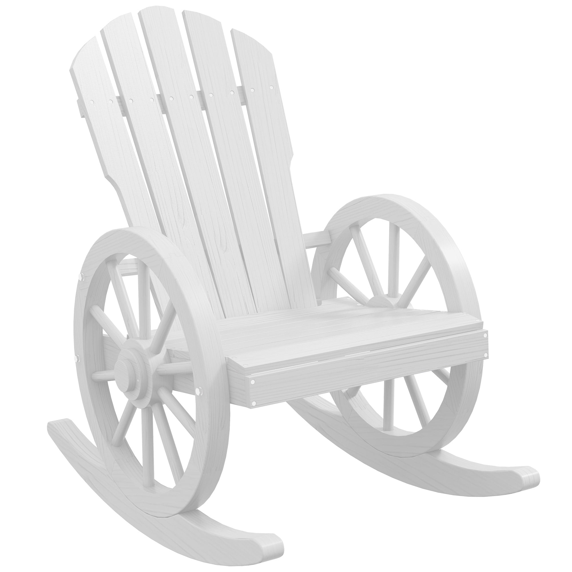 Outsunny Wooden Rocking Chair, Adirondack Rocker Chair w/ Slatted ...