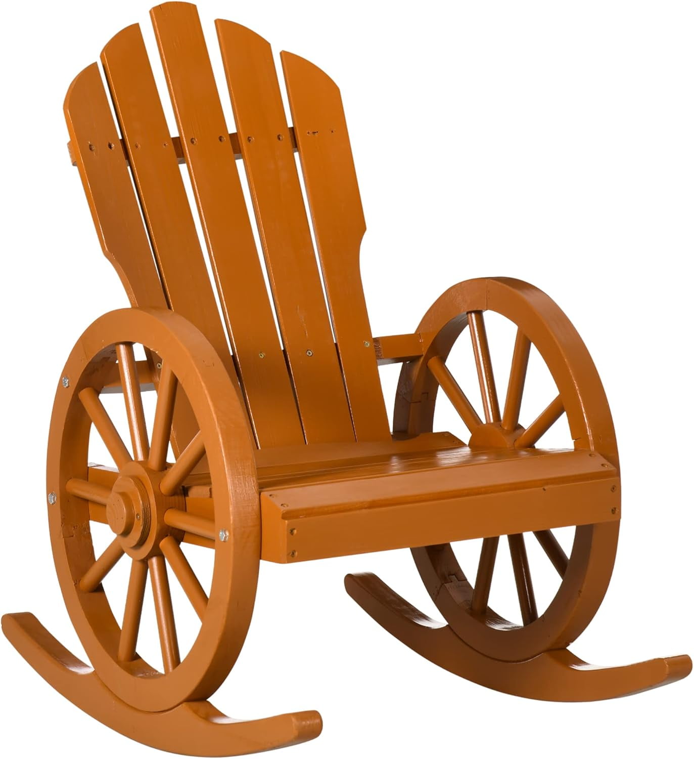 Outsunny Wooden Rocking Chair, Adirondack Rocker Chair w/Slatted Design ...