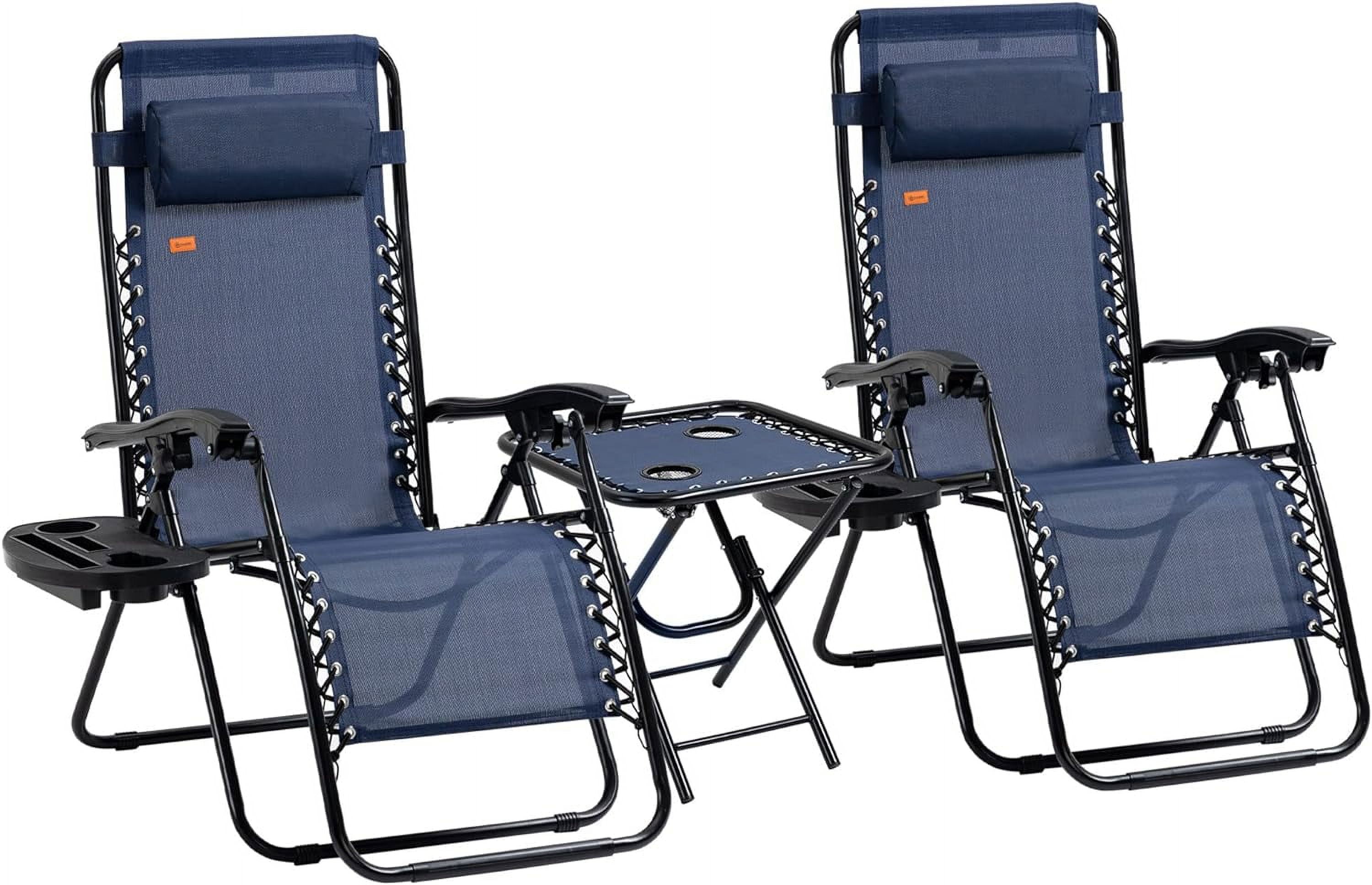 Outsunny Zero Gravity Chair Set with Side Table, Folding Reclining ...