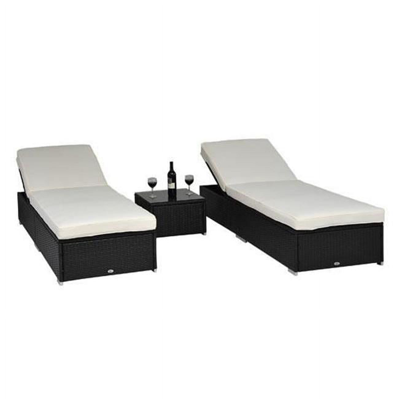 Emmanuel Outdoor Wicker and Wood Chaise Lounge with Pull-Out Tray, Set ...