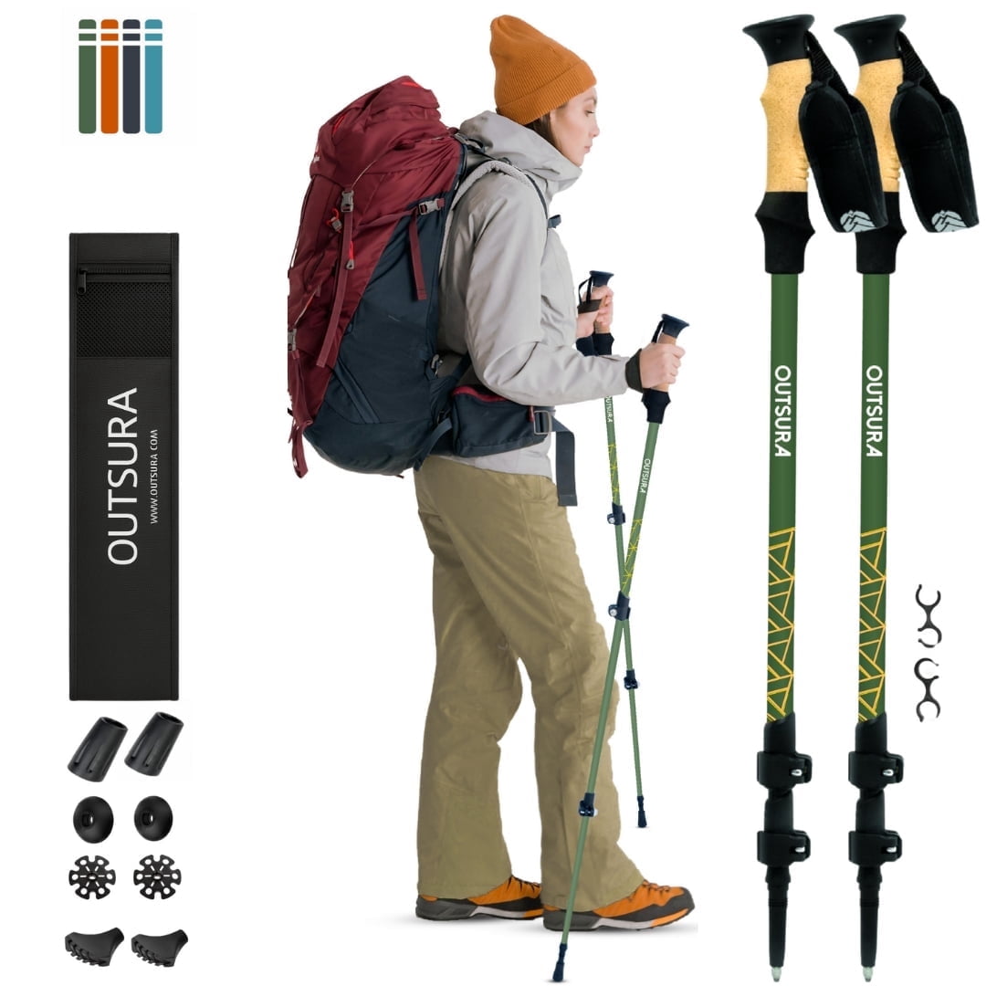 Outsura Carbon Fiber Trekking Poles (Pair of 2) – Ultralight ...