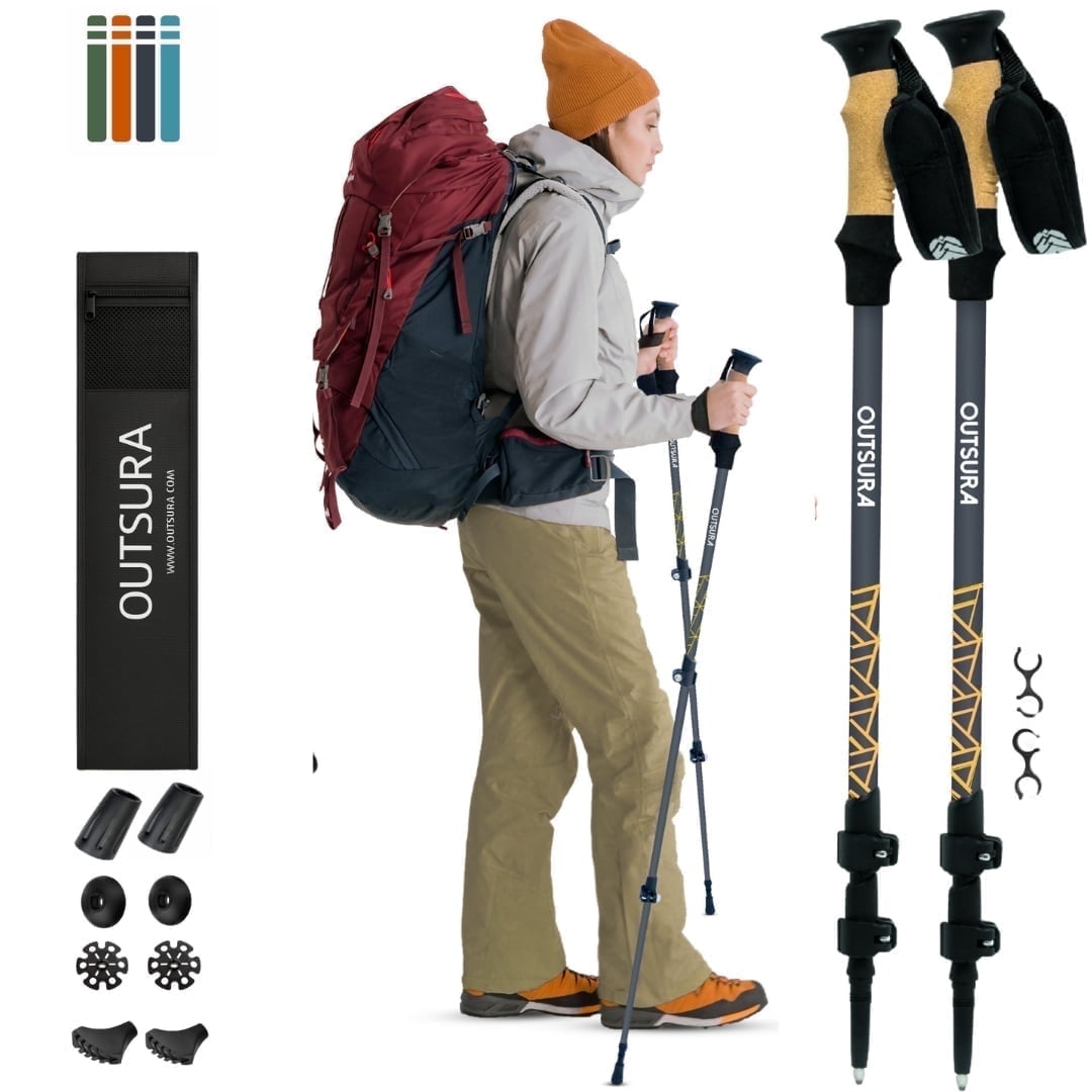 Outsura Carbon Fiber Hiking Sticks 2 Pack – Professional Grade ...