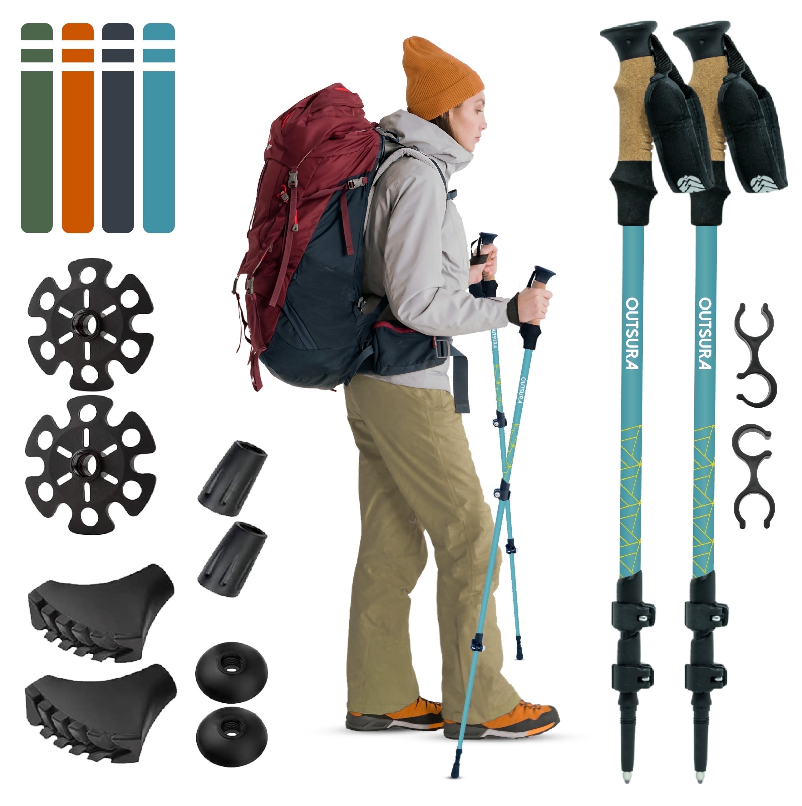 Outsura Carbon Fiber Trekking Poles – Lightweight with Cork Grip ...