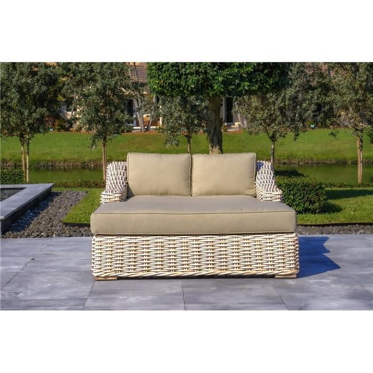 Outsy Anna Wicker Double Sun Lounger 79x59in. - Outdoor Patio Furniture ...