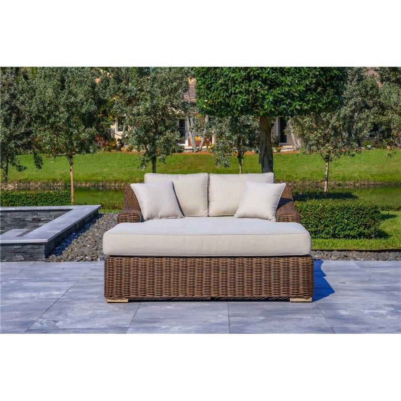 Outsy 79 x 59 in. Milo Outdoor Wicker Aluminum Frame Double Sun Lounger ...