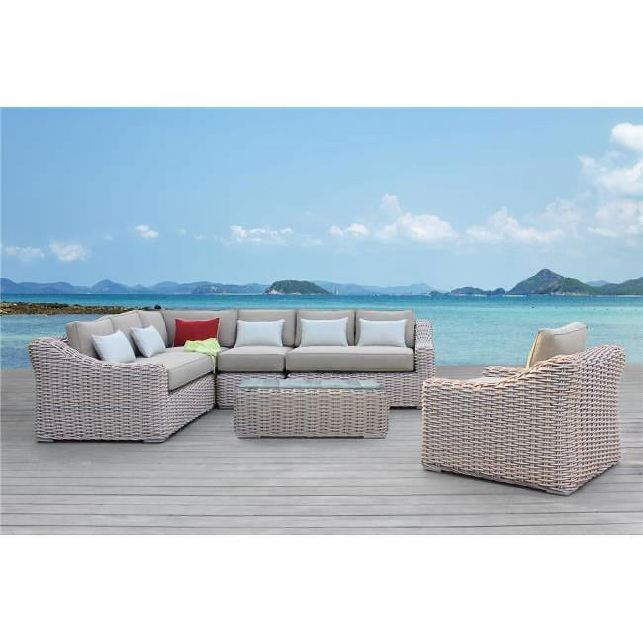 Outsy Alejandra Outdoor Wicker Furniture Set with Coffee Table, White ...