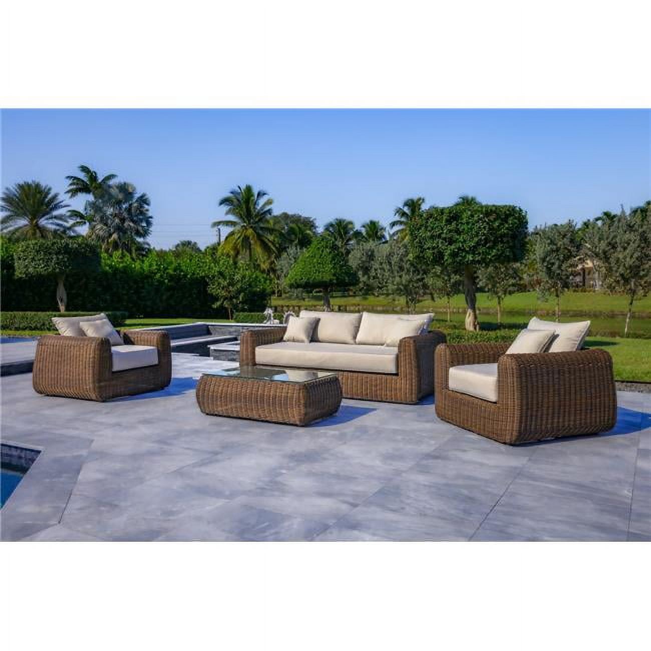 Outsy Milo Lux Outdoor & Backyard Extra Deep Seating Wicker Aluminum ...