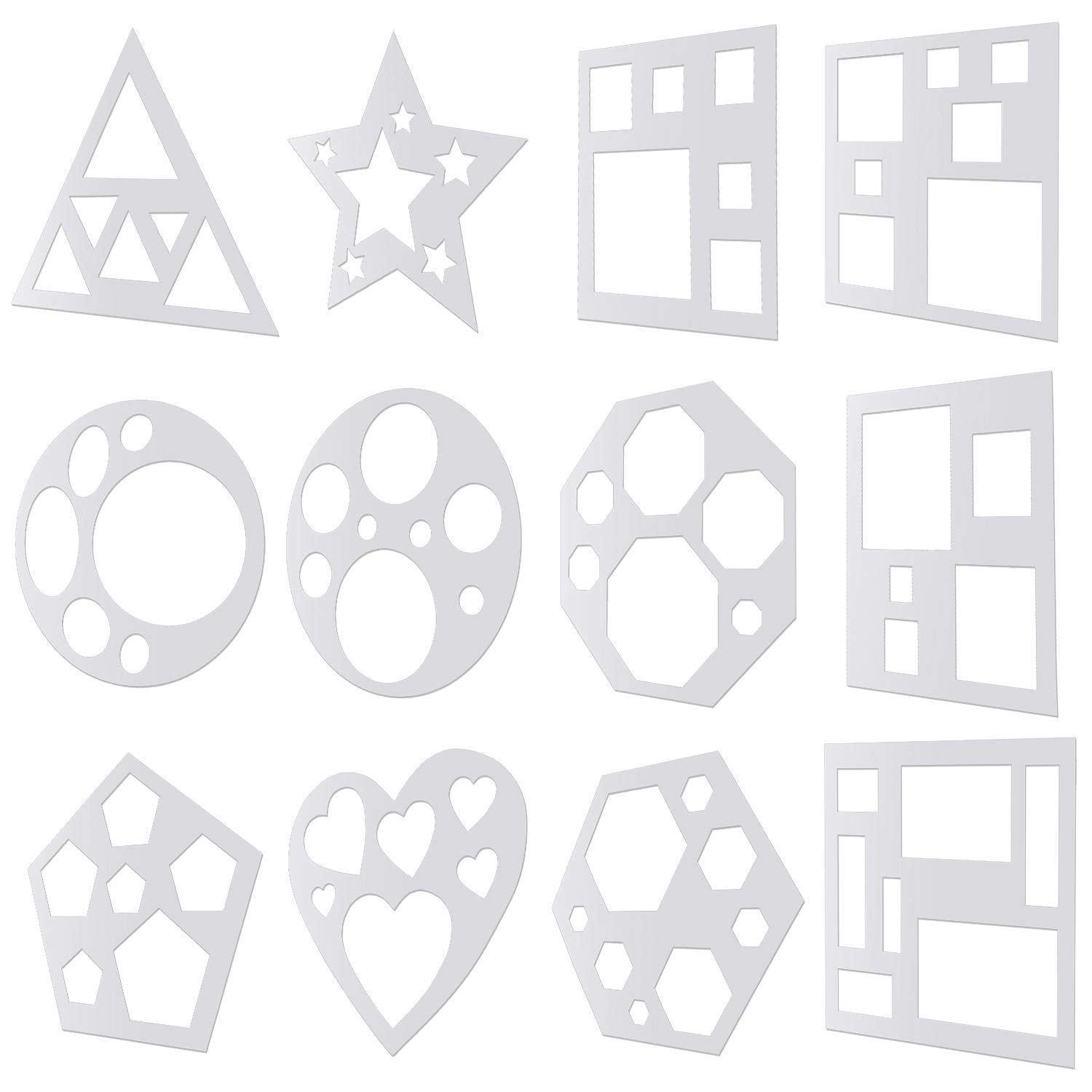 Outus 12 PcsTRDN Shape Stencils Chalk Stencils Set Sidewalk Plastic ...