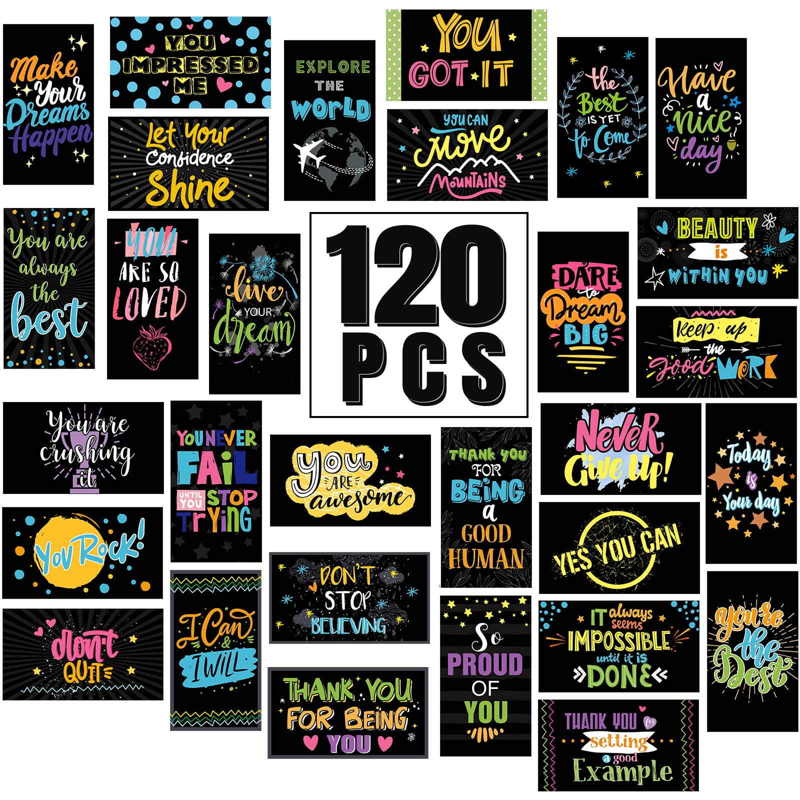 Outus 120 Pcs Motivational Encouragement Quote Cards Inspirational ...