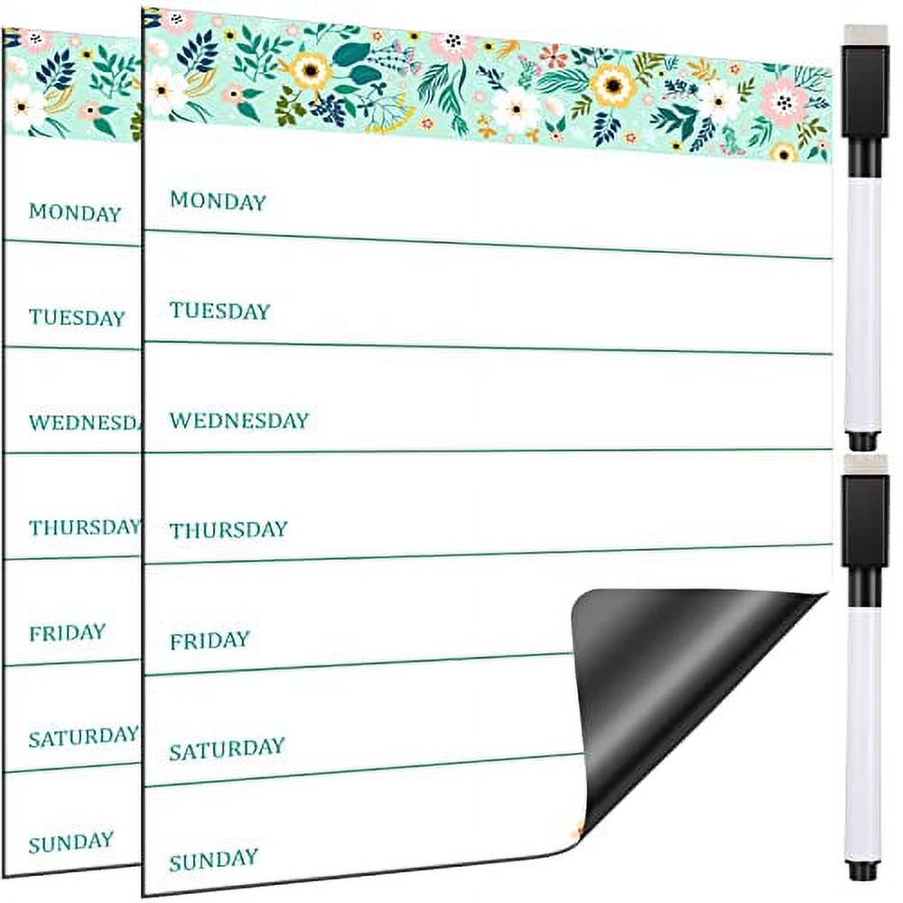 Outus 2 Pieces Magnetic Weekly Dry Erase Boards Erasable Weekly ...