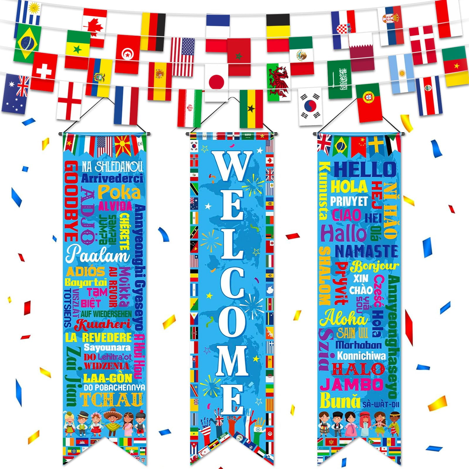 Outus 3 Pcs CORNET World Flag Banner Flag Decoration International ...