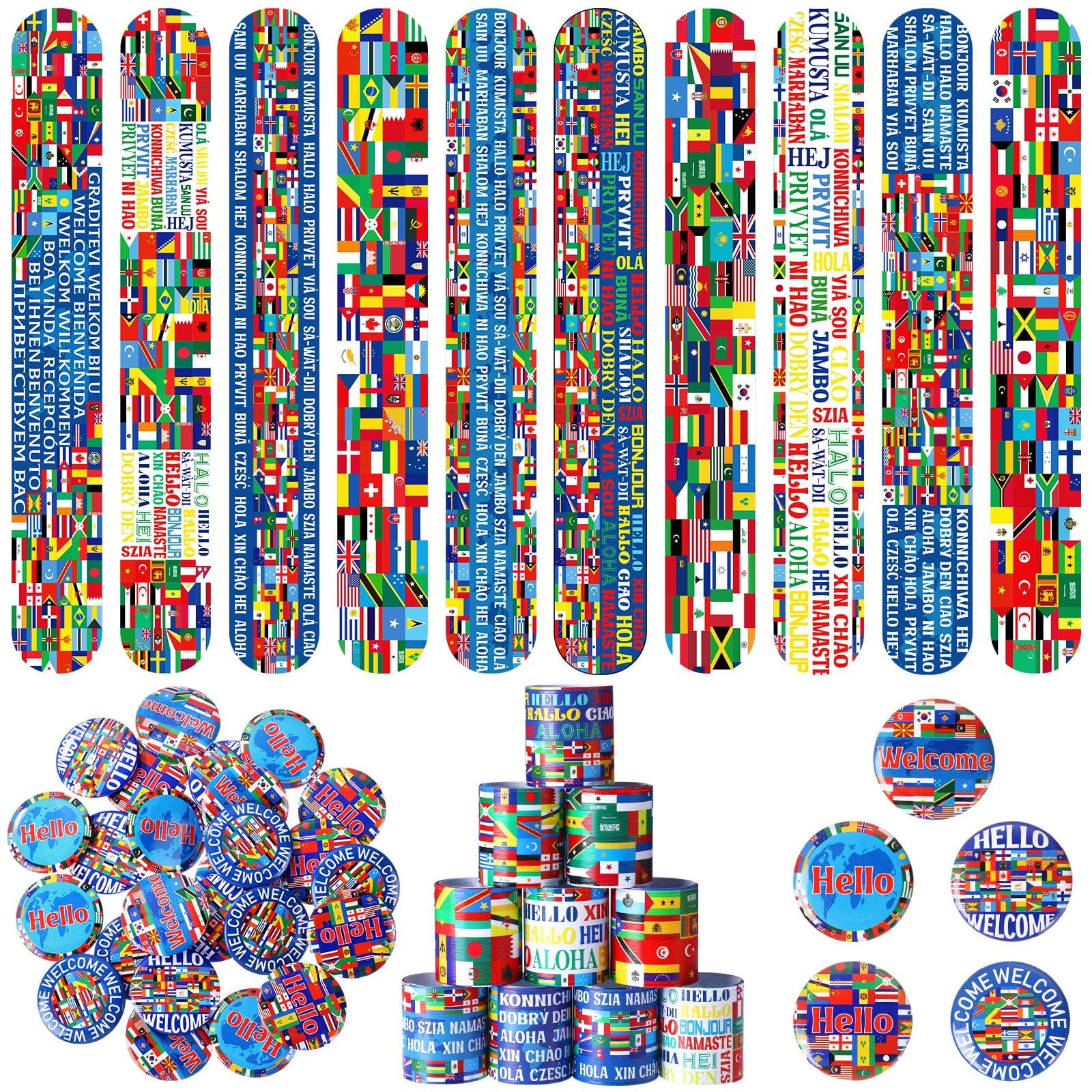 Outus 60 PcsTRDN International World Flags Party Favors: 30 Slap ...