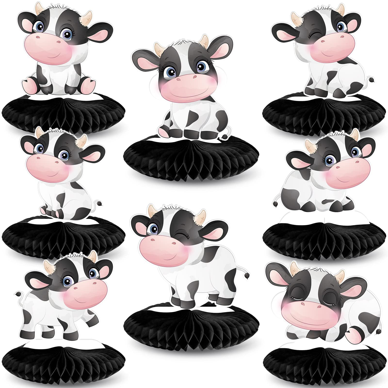 Outus 8 PiecesEGSC Cow Honeycomb Centerpieces 3D Cow Party Decoration ...