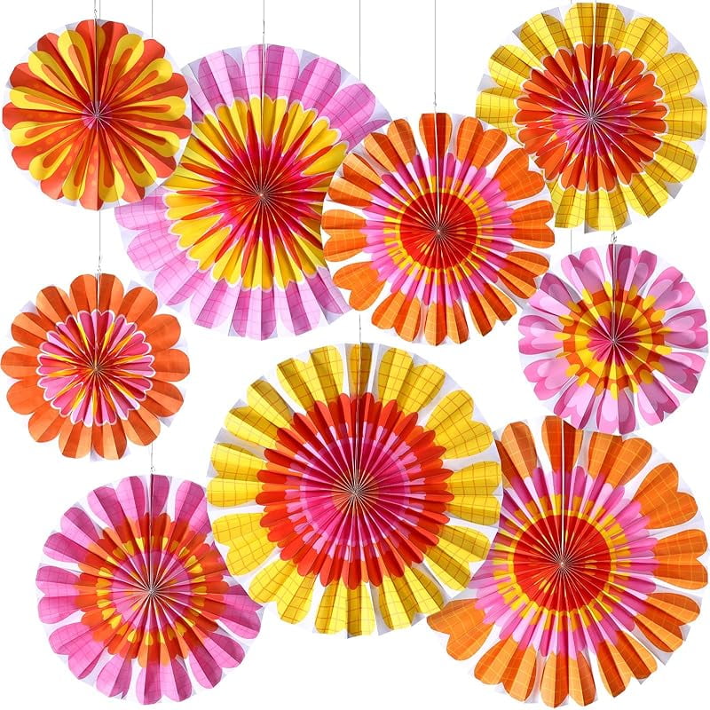 Outus Flower Hanging Decorations Paper Fan Spring Summer Flower ...