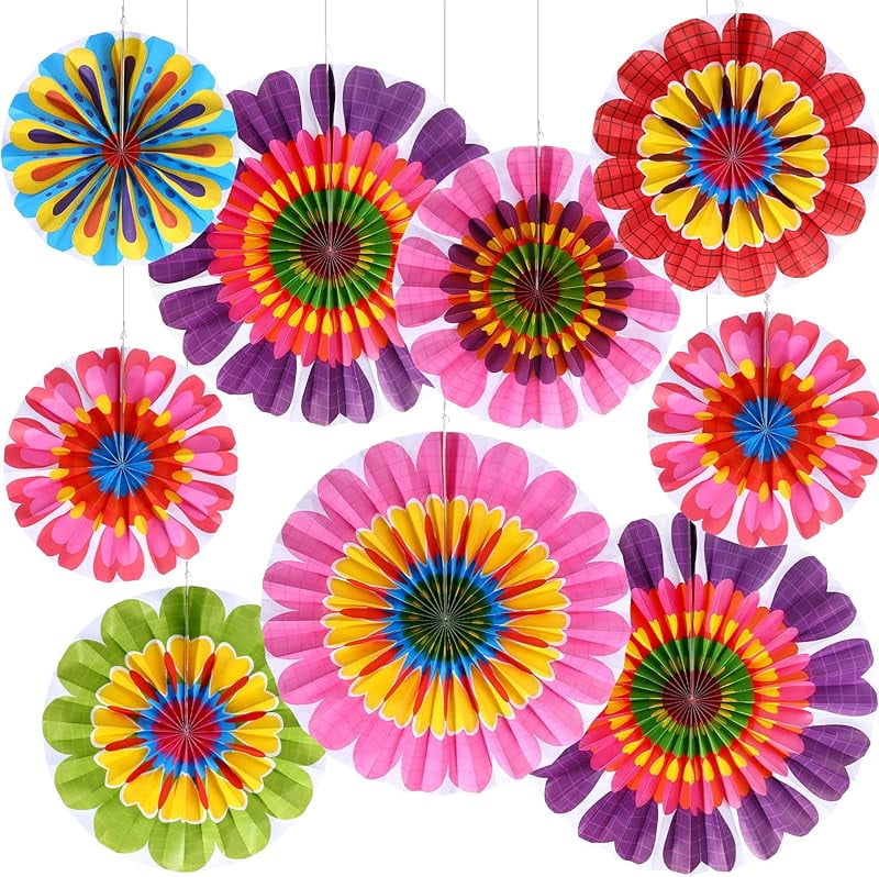 Outus Flower Hanging Decorations Paper Fan Spring Summer Flower ...