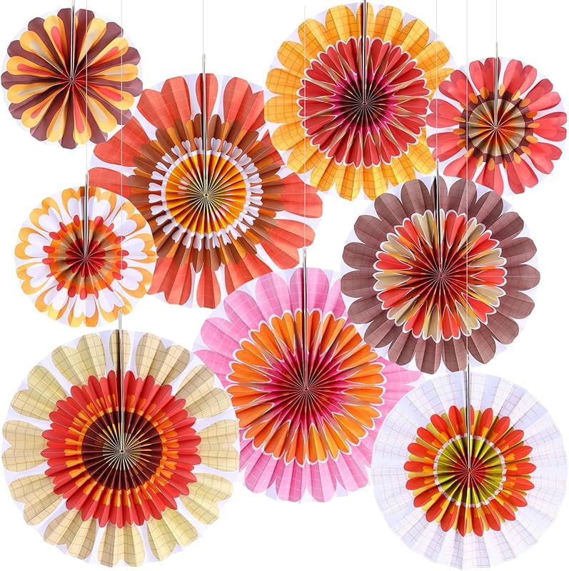 Outus Flower Hanging Decorations Paper Fan Spring Summer Flower ...