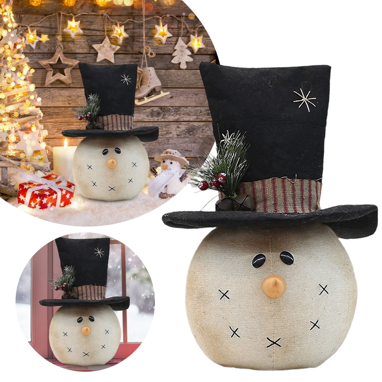Outus Winter Plush Snowman Doll Tabletop Decorations Stuffed Snowman ...