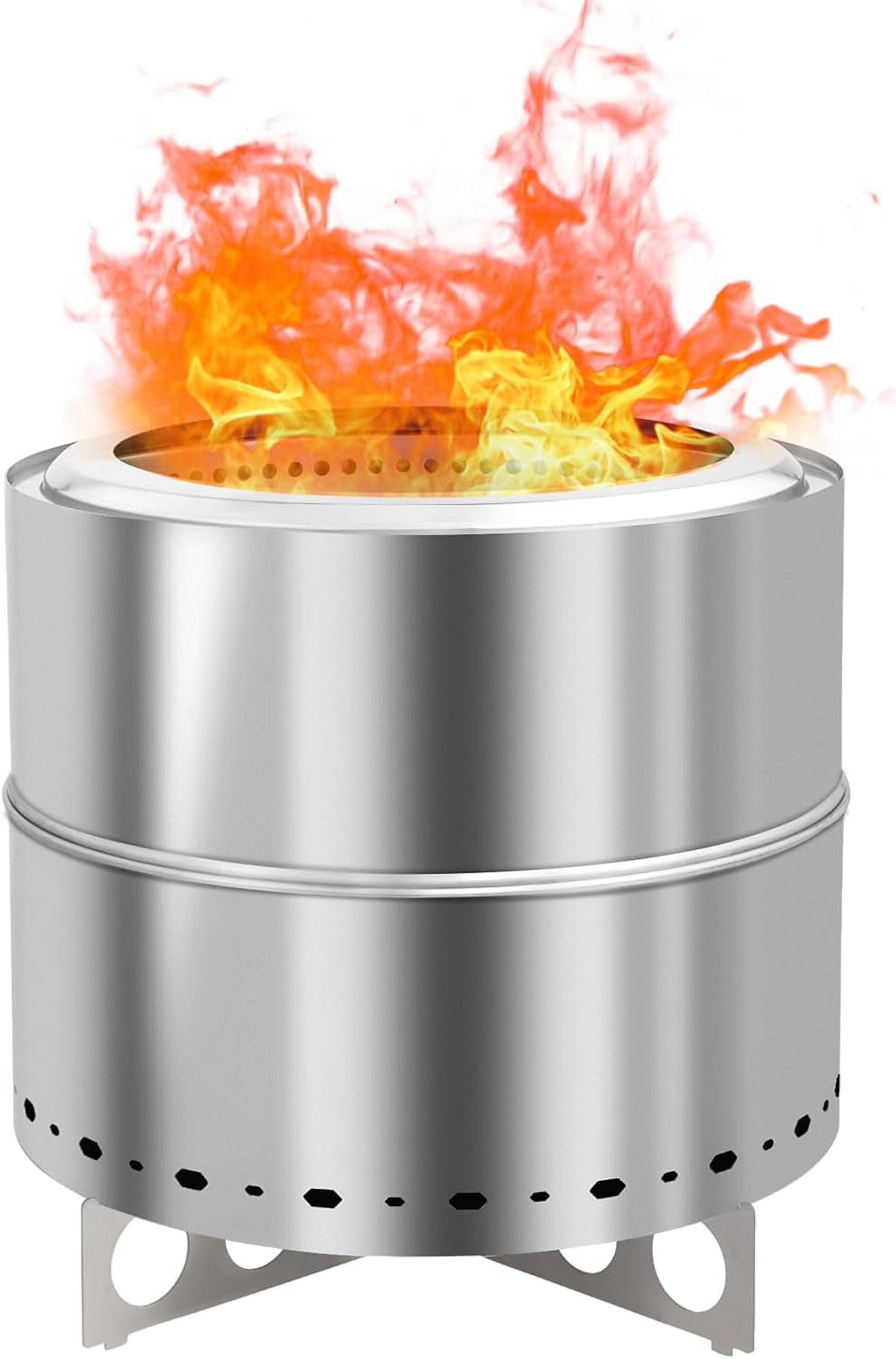 Outvita 19.3"Wx19.3''H Smokeless Fire Pit, Stainless Steel Fire Pit ...
