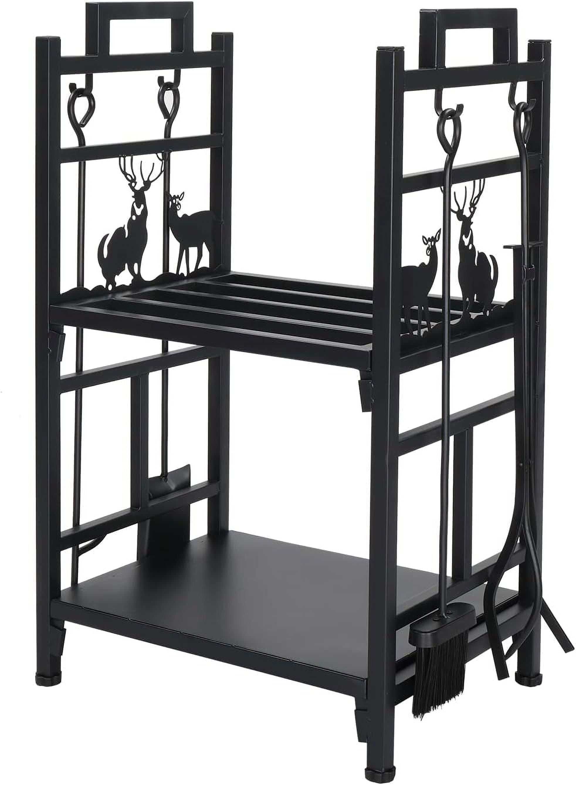 Outvita 2 Tier Firewood Log Rack, Iron Lumber Storage Holder, Wood Pile ...